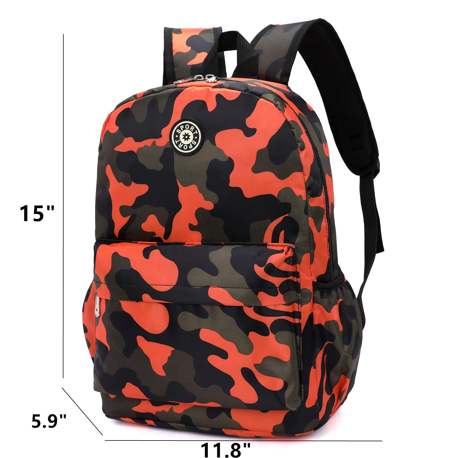 Kids School Backpacks for Boys Girls Elementary Kindergarten Camo School Bags Bookbags for Primary Preschool (Camouflage Orange, Small)