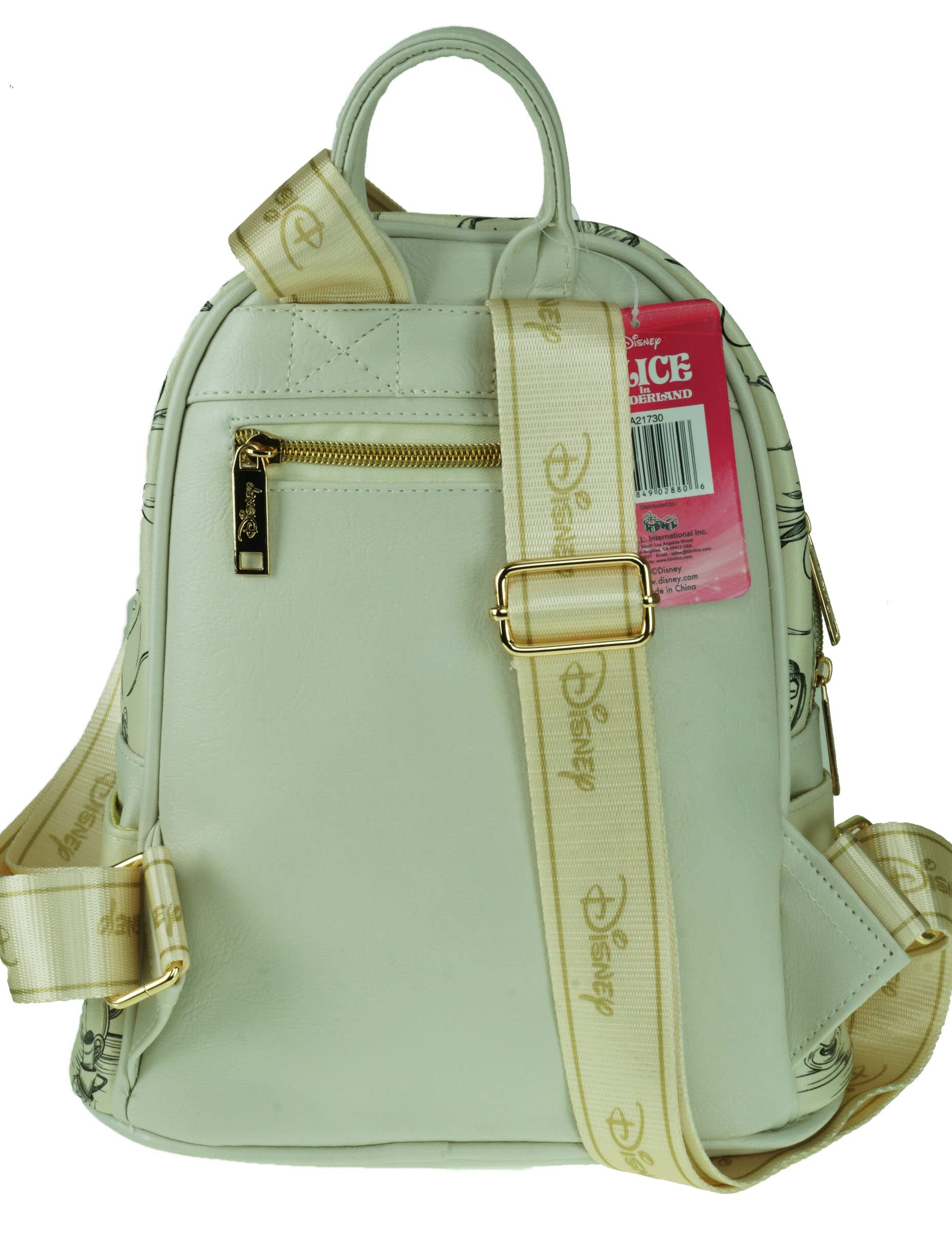 KBNL Alice in Wonderland 11inches Vegan Leather Mini Backpack - A21730, Multicoloured,Medium
