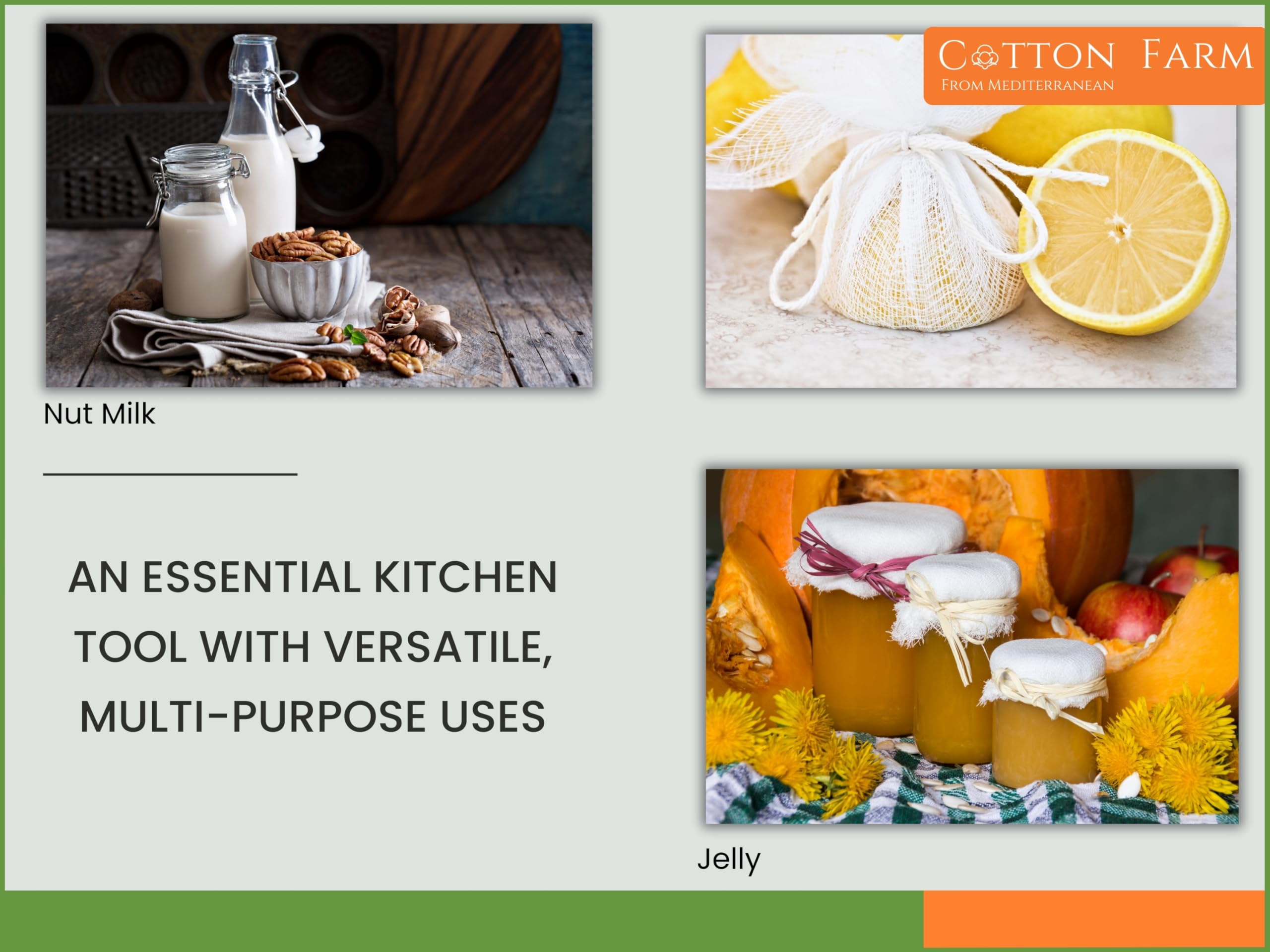 Cotton Farm Cheesecloth, Grade 100; 9* - 18-45 Square Feet (36x36 inch), 100% Natural Unbleached Cotton, Food Grade