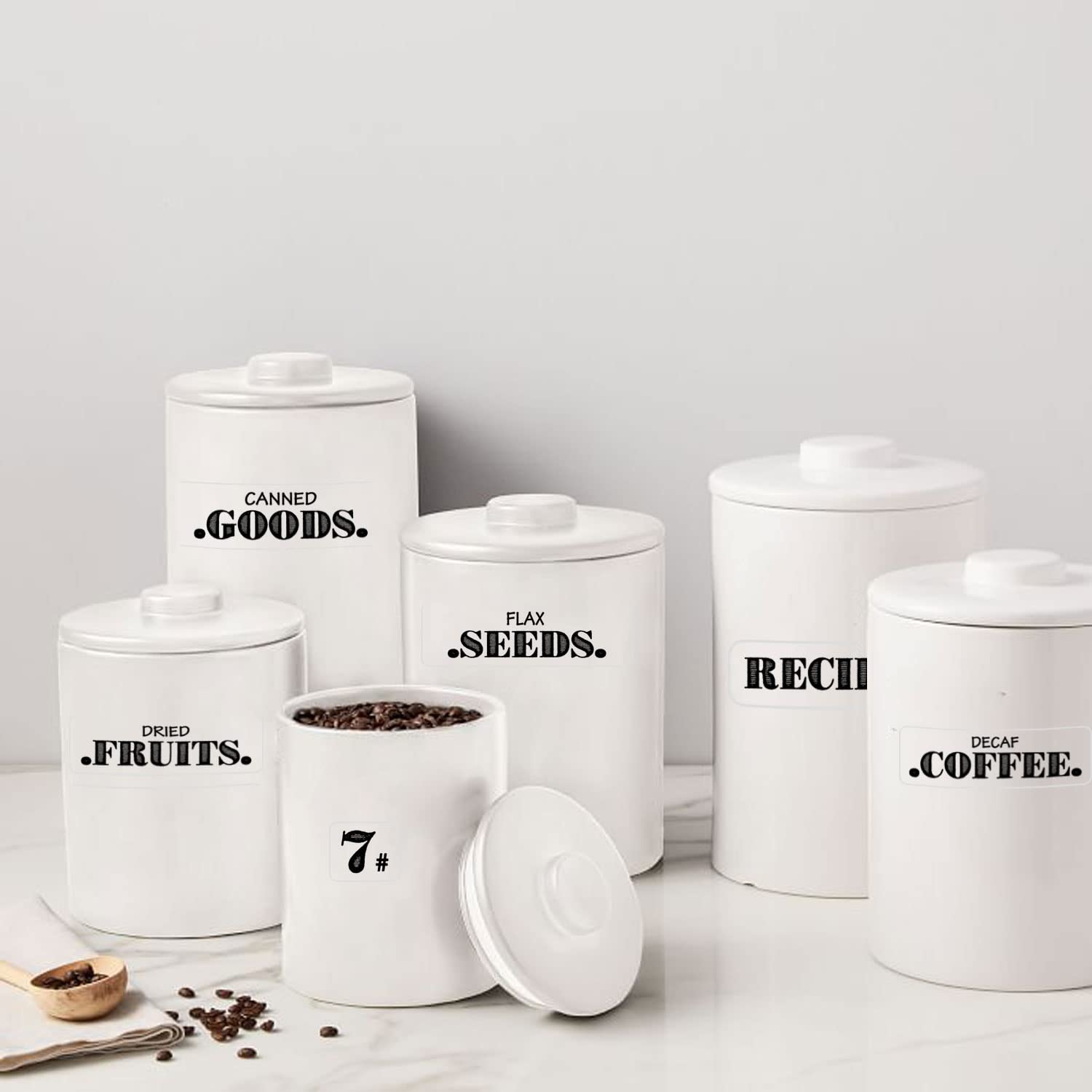 132 Clear Pantry Labels Sticker, Farmhouse Bold Cute Preprinted Pantry Names Stickers, Various Sizes Water Resistant Food Labels for Jars Canisters, Kitchen Organization and Storage W/extra "+"γ"&"