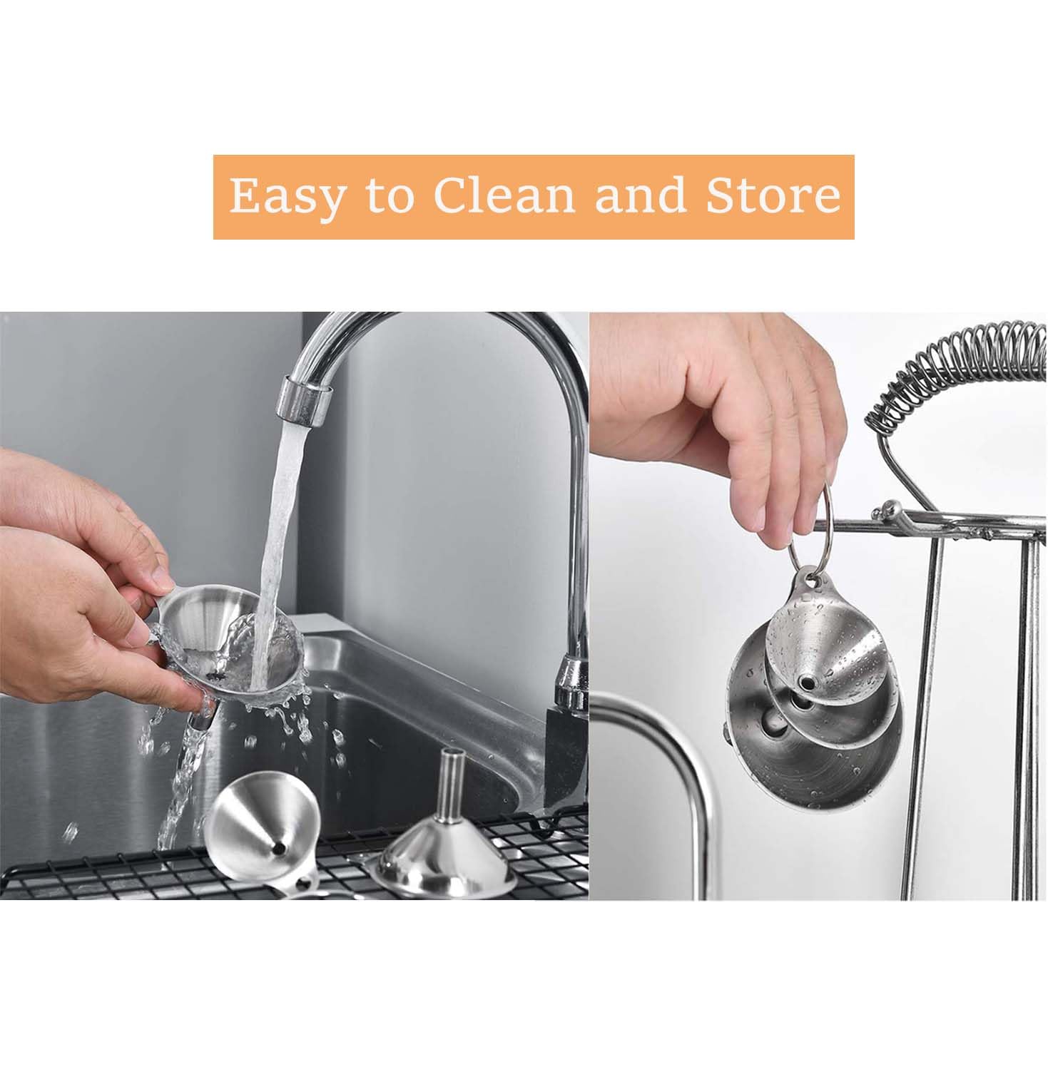 Stainless Steel Funnels, 3pcs Mini Filling Kitchen Funnel, Sizes Large To Small Funnels for Transferring Essential Oils, Liquid, Fluid, Dry Ingredients & Powder, Durable and Dishwash