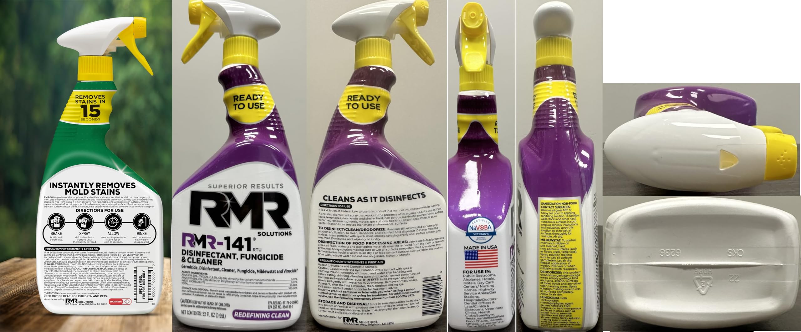 RMR Brands Complete Mold Killer & Stain Remover Bundle - Mold and Mildew Prevention Kit, Disinfectant Spray, Mold and Mildew Stain Remover, Includes 2 - 32 Ounce Bottles
