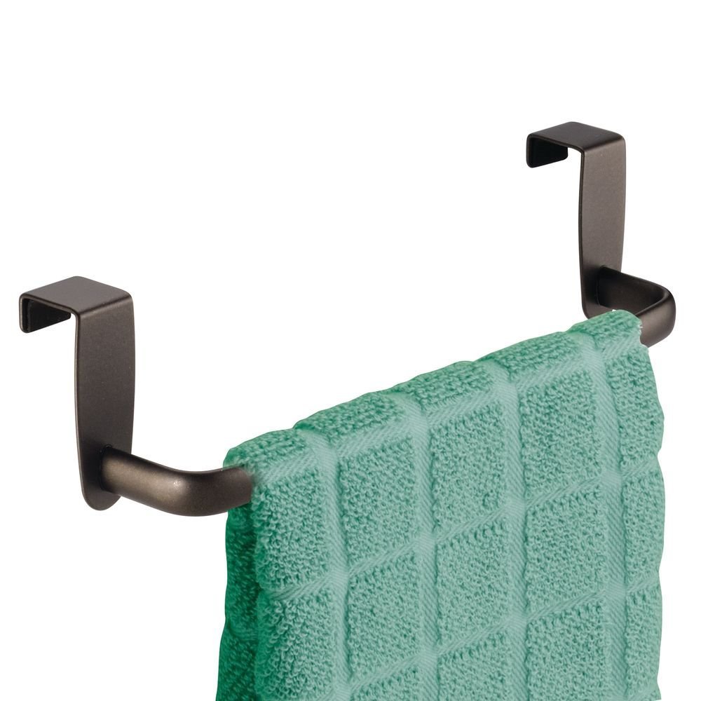 iDesign Axis Over-the-Cabinet Kitchen Dish Towel Bar Holder - 9", Bronze