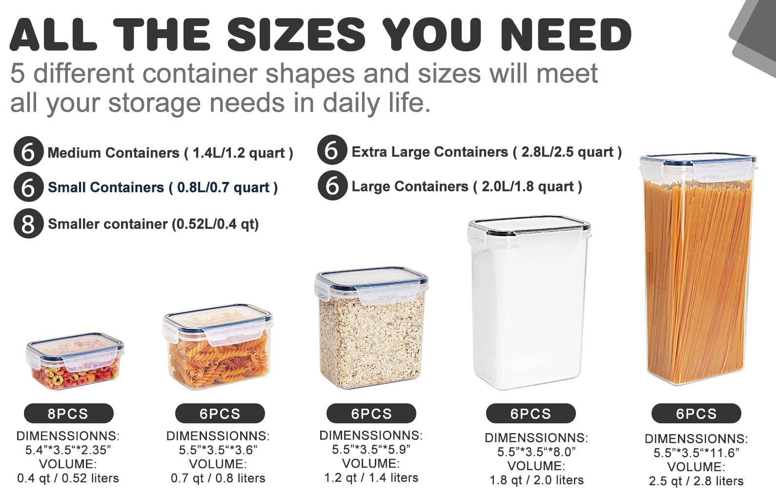 Airtight Food Storage Containers Set, RAZCC 32 PACK Cereal Storage Containers for Kitchen and Pantry Organization BPA Free Kitchen Canisters for Cereal, Rice, Flour & Oats, Free Marker and Labels
