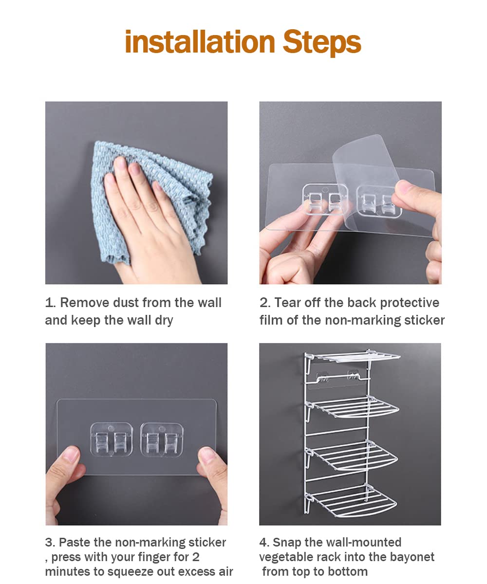 SWRDHJ Kitchen Wall-Mounted Fruit and Vegetable Preparation Tray with Vegetable Stacking Storage Rack, hot Pot Tray Multi-Layer Classification Tray Fruit Preparation Tray Food Vegetable Tray Rack