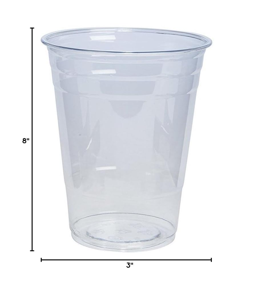 Comfy Package [100 Pack - 16 oz.] Crystal Clear PET Plastic Cups