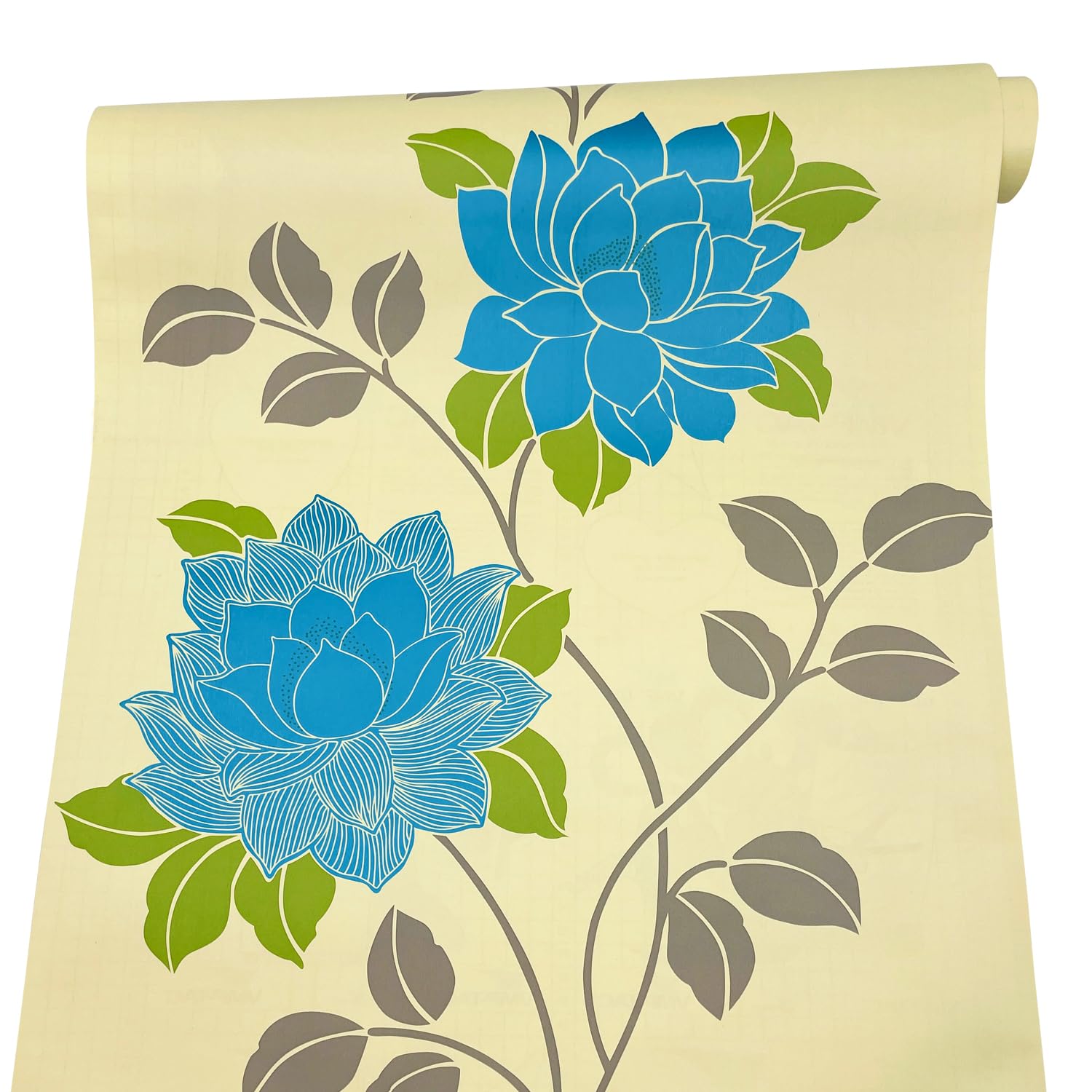 Yifely Large Blue Peony Shelf Liner Self-Adhesive Dresser Drawer Covering PVC Paper Refresh School Study Desk 17.8 Inch by 9.8 Feet