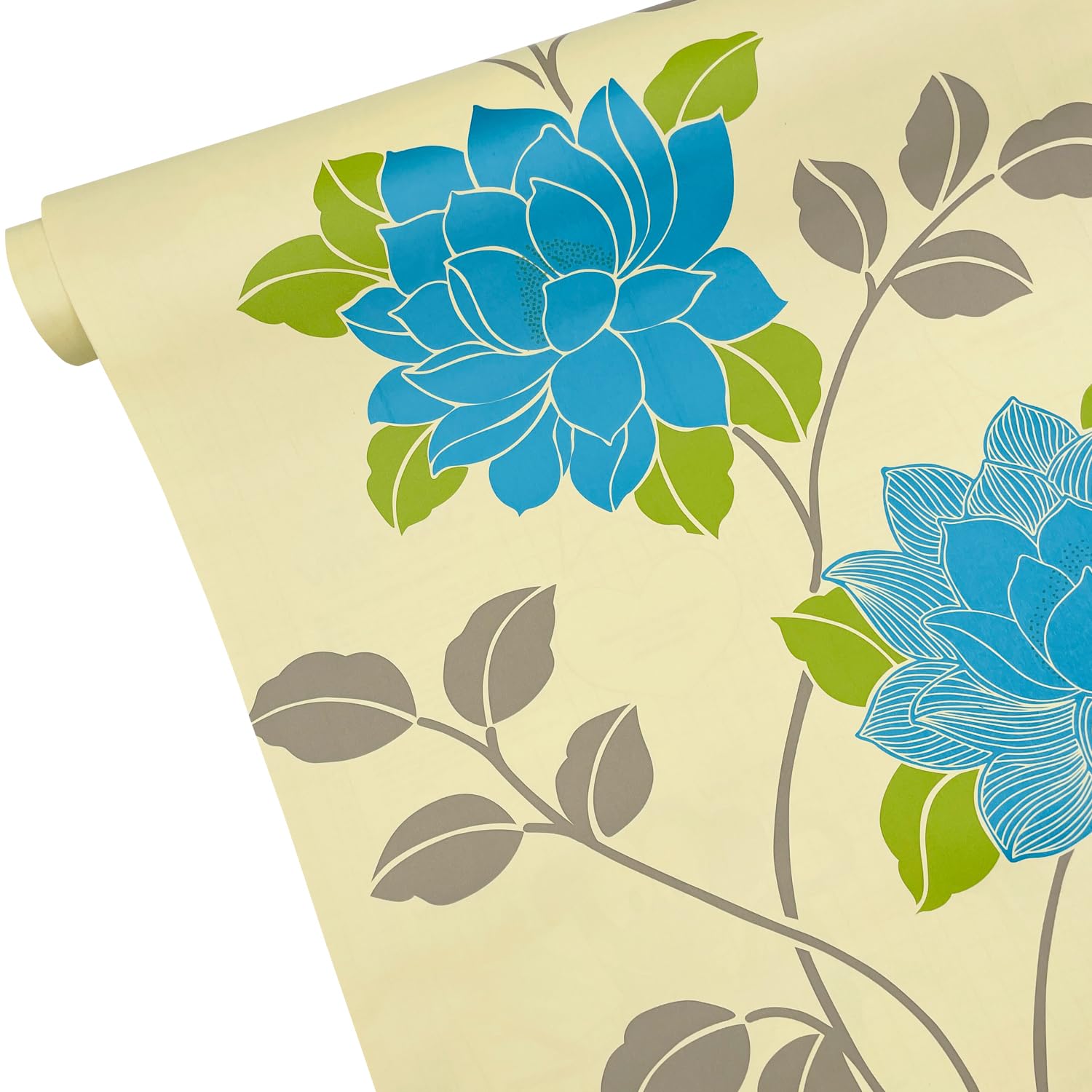 Yifely Large Blue Peony Shelf Liner Self-Adhesive Dresser Drawer Covering PVC Paper Refresh School Study Desk 17.8 Inch by 9.8 Feet