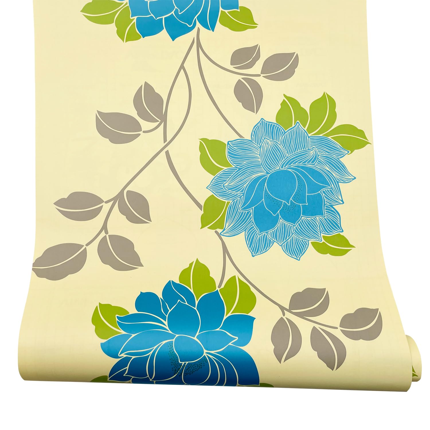 Yifely Large Blue Peony Shelf Liner Self-Adhesive Dresser Drawer Covering PVC Paper Refresh School Study Desk 17.8 Inch by 9.8 Feet