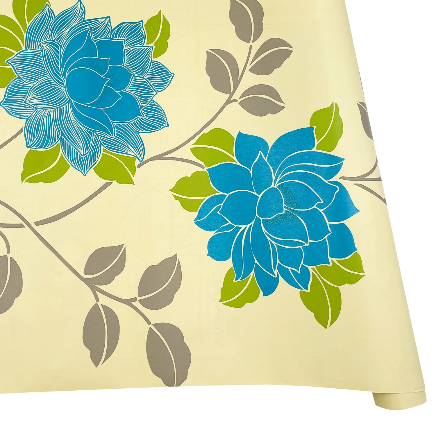 Yifely Large Blue Peony Shelf Liner Self-Adhesive Dresser Drawer Covering PVC Paper Refresh School Study Desk 17.8 Inch by 9.8 Feet