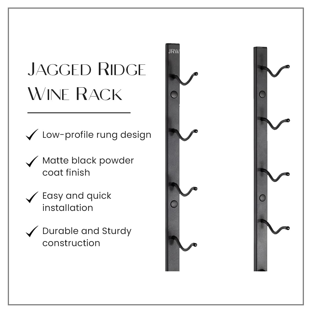 Jagged Ridge Wine Rooms 12 Bottle Wall Mounted Wine Rack Hanging Wall Wine Rack - Stylish & Modern Wine Storage Rack, Alloy Steel, Colour - Matte Black Powder Coat Finish