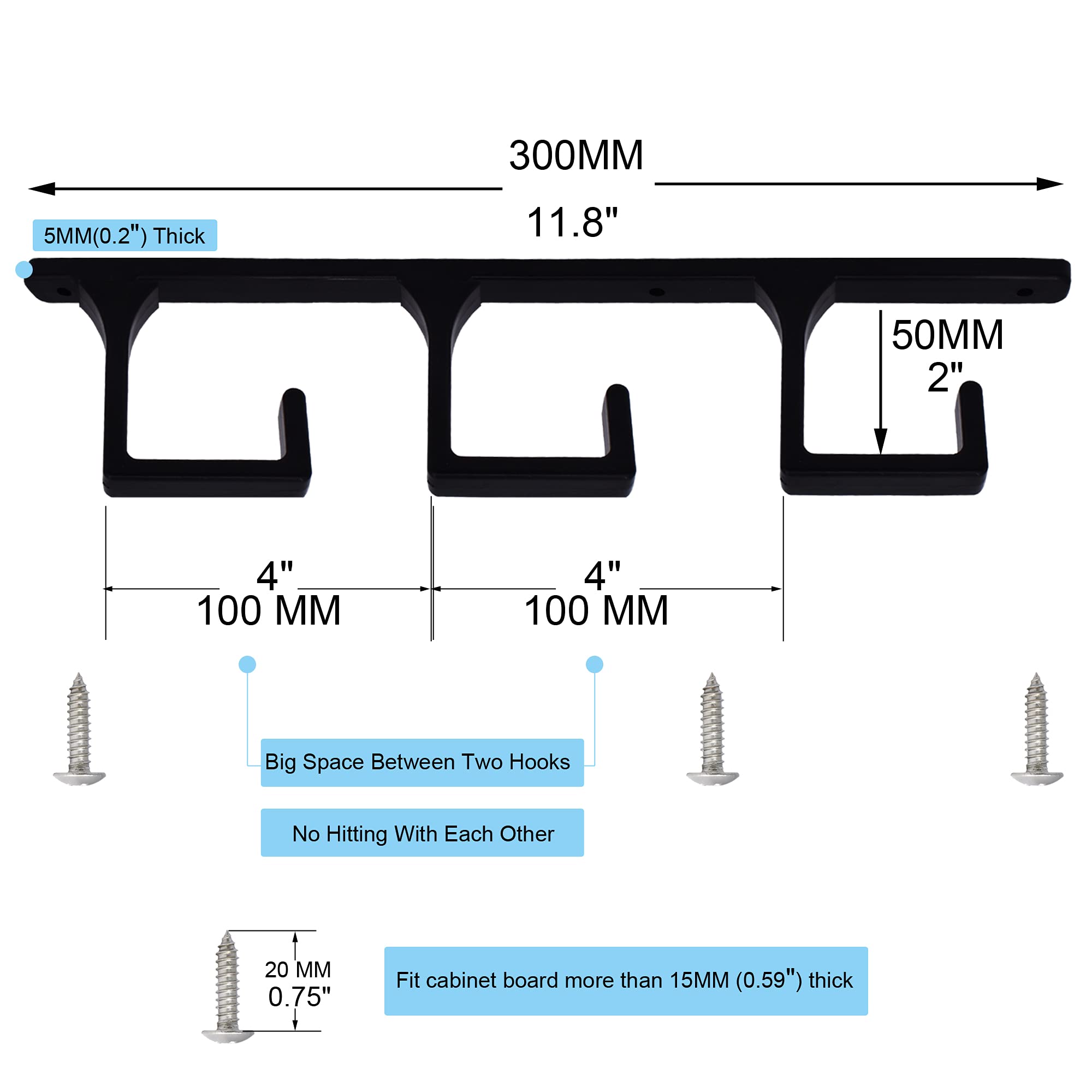 YYST Under Cabinet Mug Hanger Mug Holder Cup Holder Hanger Organizer Racks for Coffee Mugs, Tea Cups (2)