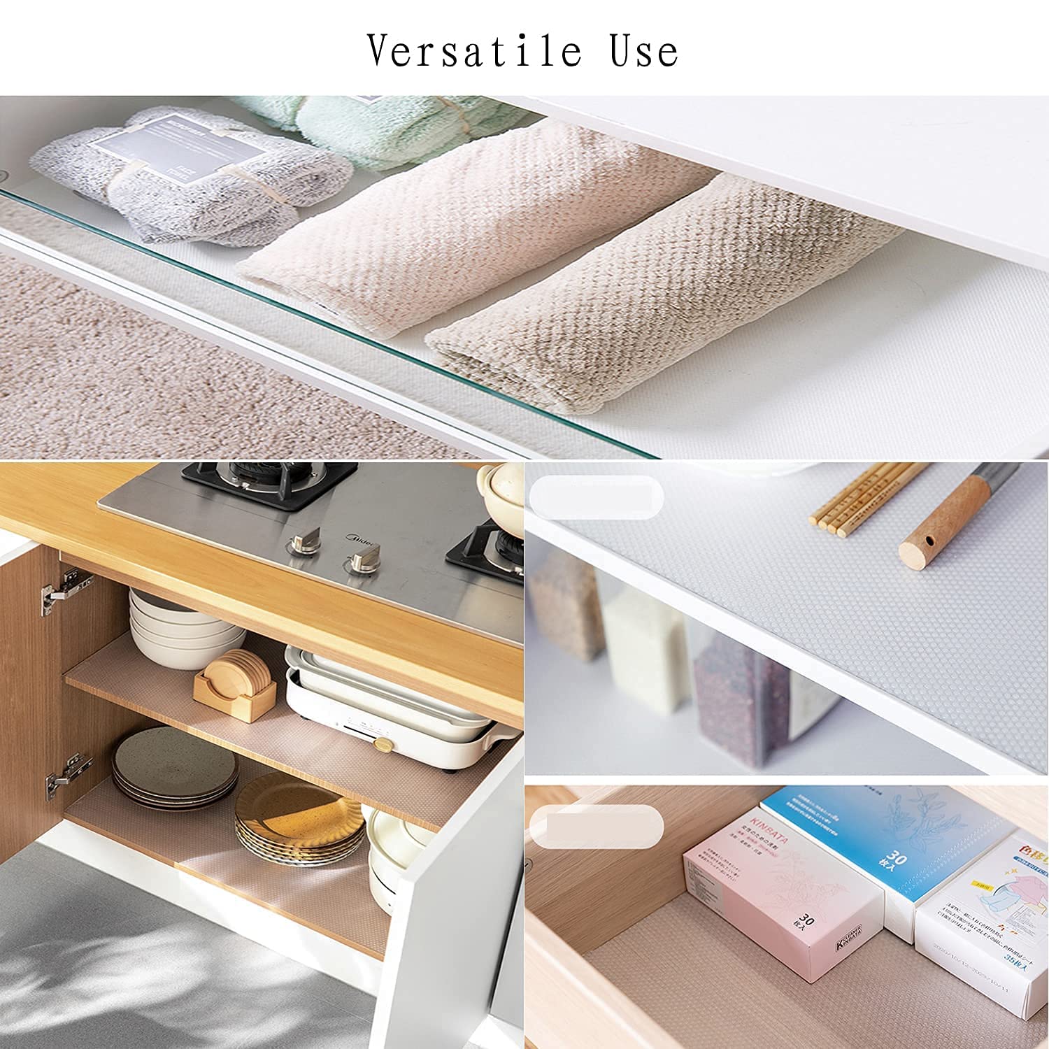 Ehlizpco Refrigerator Mats, No Slip and High Transparency,Food Grade Refrigerator Liners, 14 X 59 Inches X2 Packs, Also Suitable for Drawers, Shelves, Cabinets