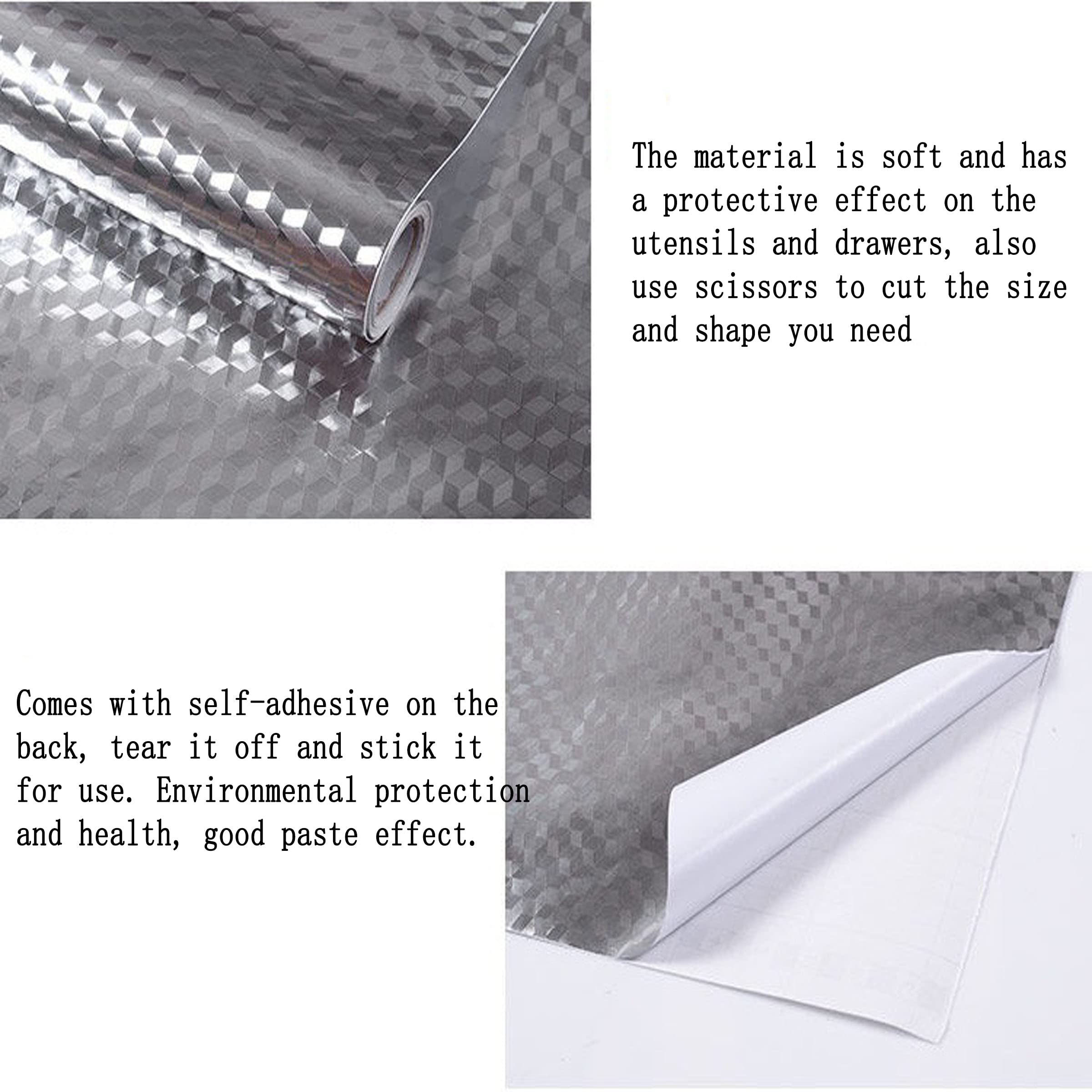 1 Roll Kitchen Sticker Wallpaper, Kitchen Sticker Self Adhesive Kitchen Foil Sticker Oil and Waterproof Cooktop Sticker Suitable for Cabinet countertops and Drawer Liner Shelves. 15.7x118in