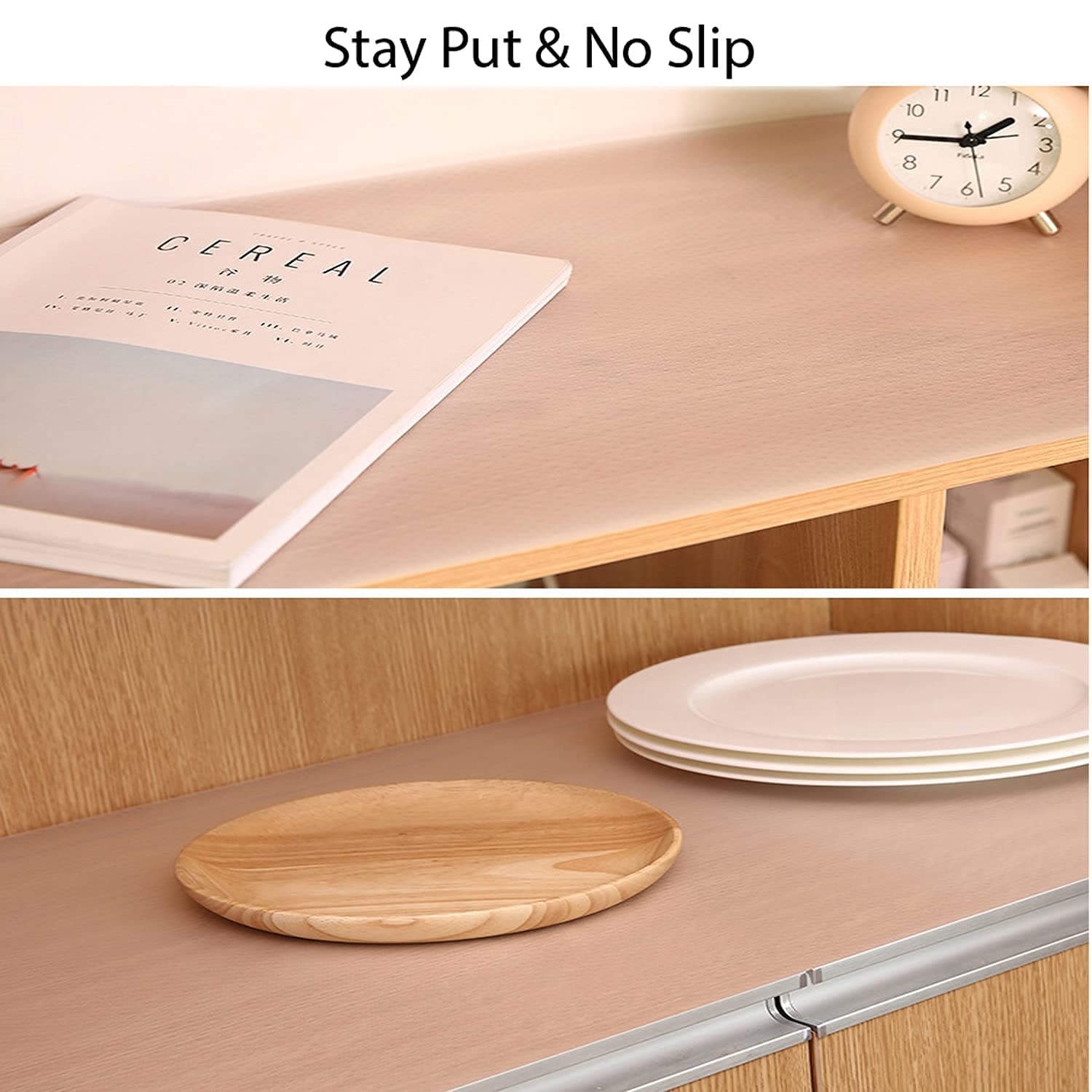 Ehlizpco Refrigerator Mats, No Slip and High Transparency,Food Grade Refrigerator Liners, 14 X 59 Inches X2 Packs, Also Suitable for Drawers, Shelves, Cabinets