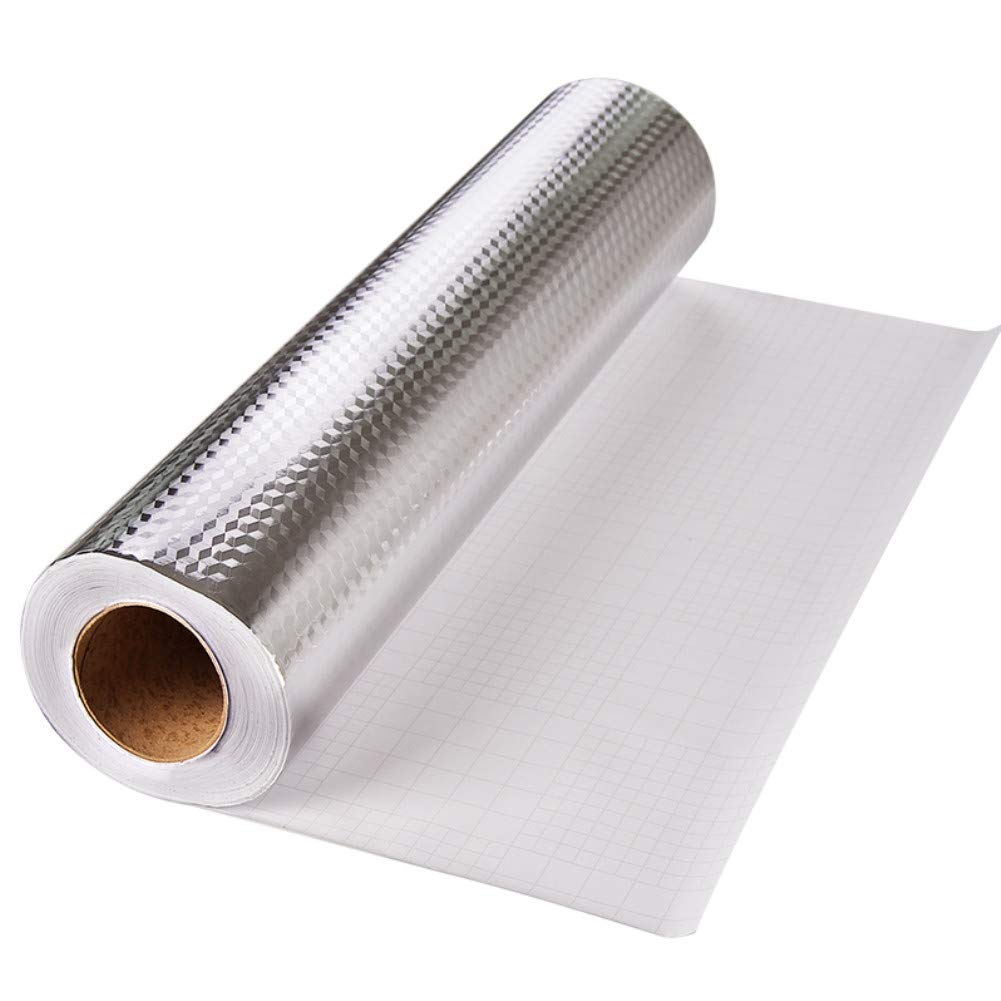 Yija Kitchen Backsplash Self-Adhesive Aluminum Foil Texture Oil and Dust Resistant Removable High Temperature Resistant DIY Wallpaper Kitchen Stickers