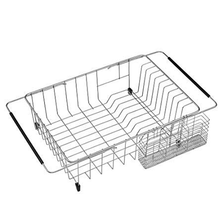 Slideep Cutlery Utensil Silverware Drying Rack, Flatware Storage Solution Basket with Hooks for Kitchen Dish Drainer Dish Drying Rack, RustProof 304 Stainless Steel