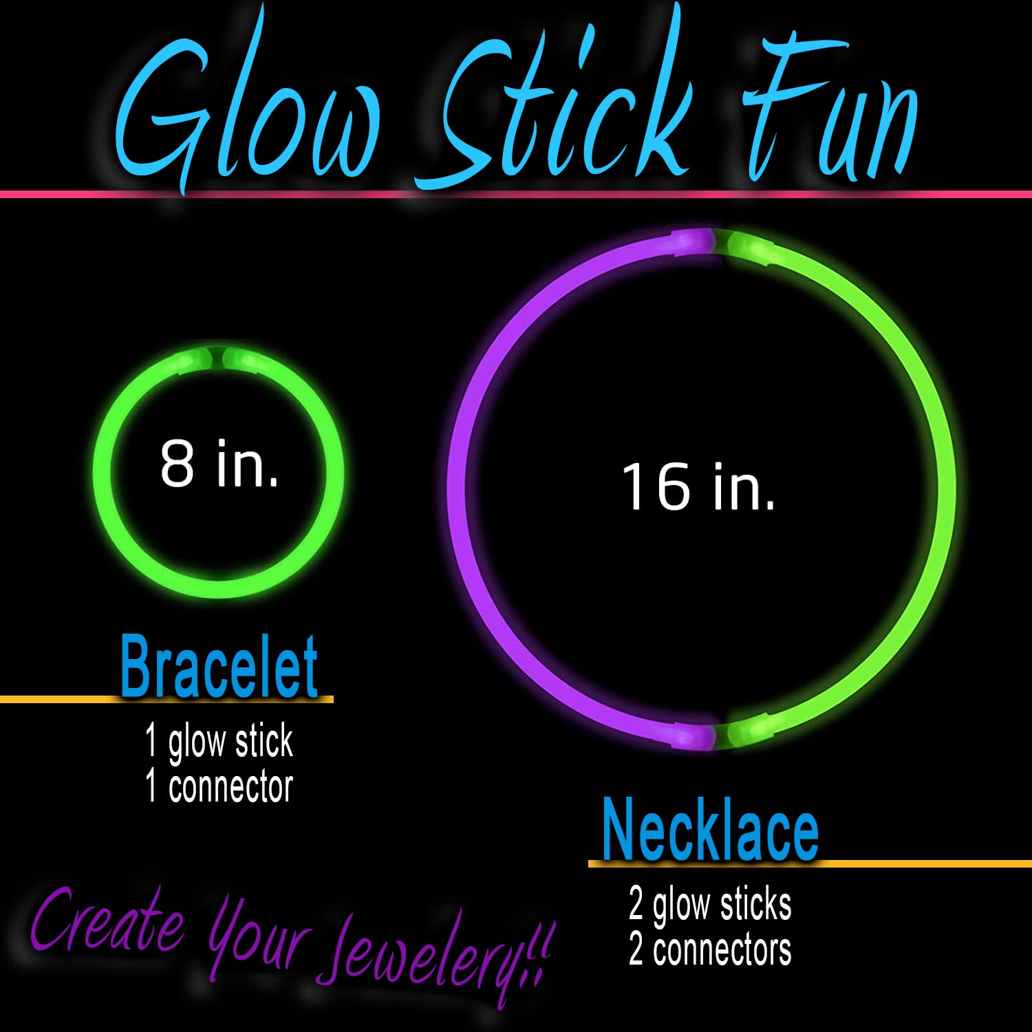 Glow Sticks Party Pack - 240 PCS That Includes, 100 Pcs 8 Inch Glow sticks,10 Pcs Ultra-Bright 6 Inch Glow Sticks, And All Exciting Accessories – Create Glow In The Dark Necklaces, Bracelets, Glasses, Headbands, Balls, Flowers And Much More, Neon Light St