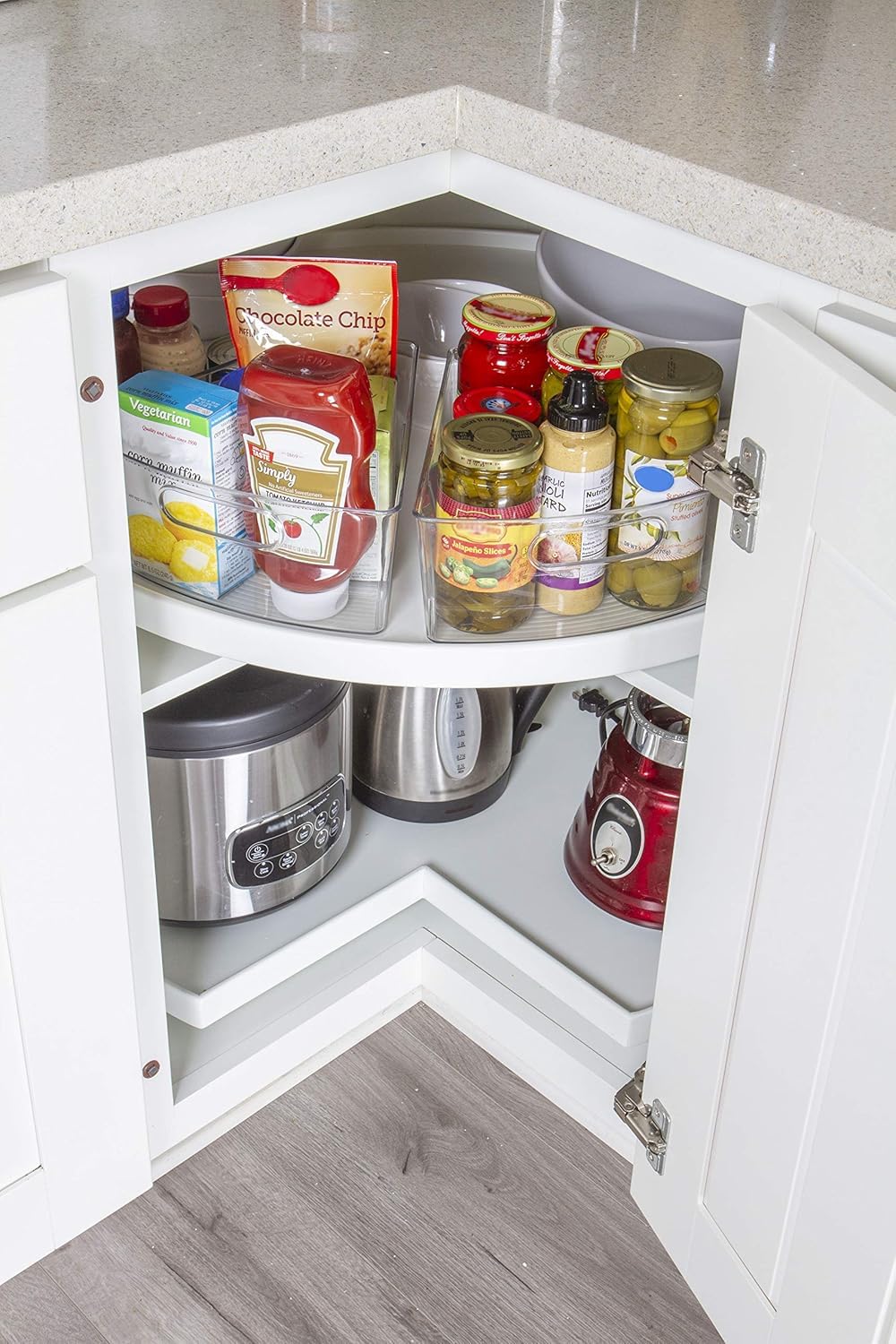 Kitchen Spaces KSCL2S6-AMZ Corner Lazy Susan Pantry Organizer, 2 Pack, Clear