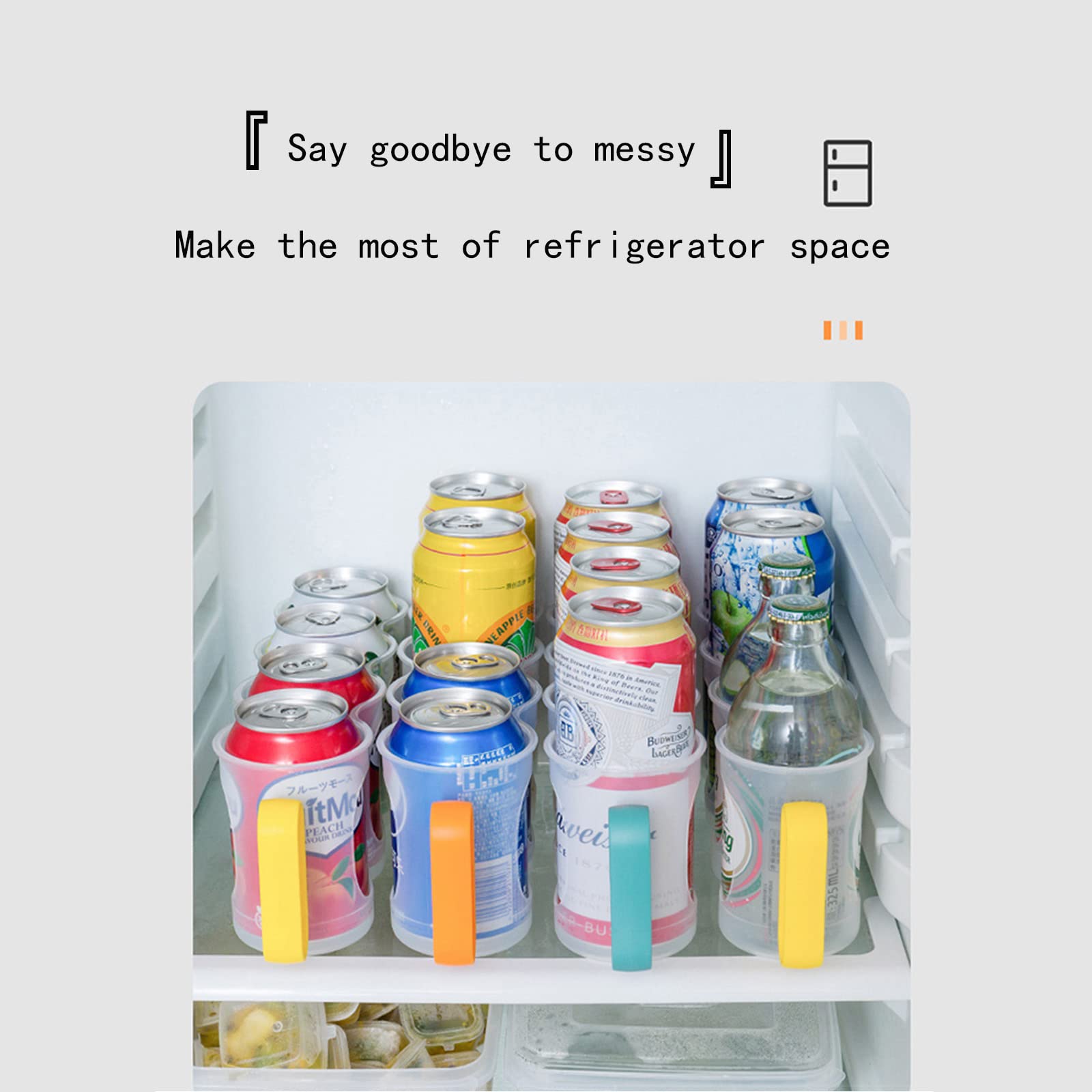 Portable Soda Can Organizer for Refrigerator Shelves,4 compartment beverage storage box, Beer Can Racks,fruit juice drinks,canned food dispenser Refrigerator Storage Sliding Rack