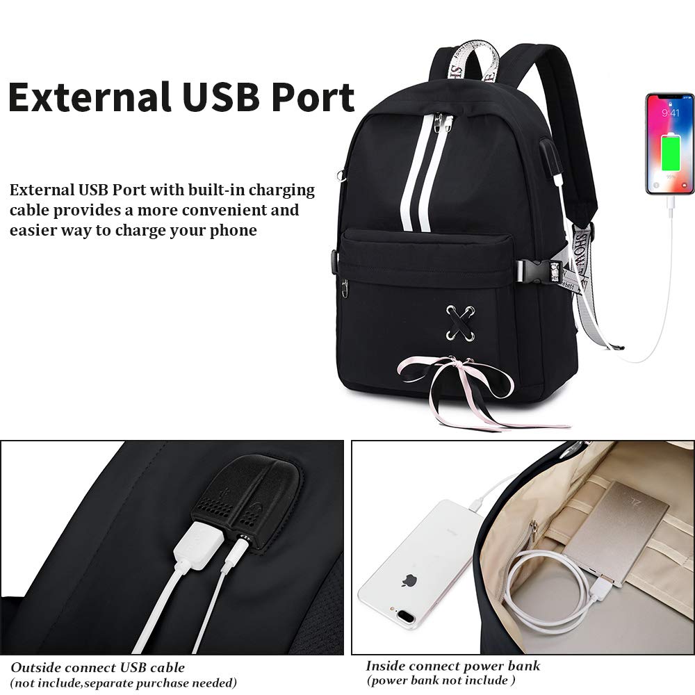 SHOULDCAT School Backpack for Girls Bookbags Laptop Backpack with USB Charging Port 15.6 Inch Laptop School Bag