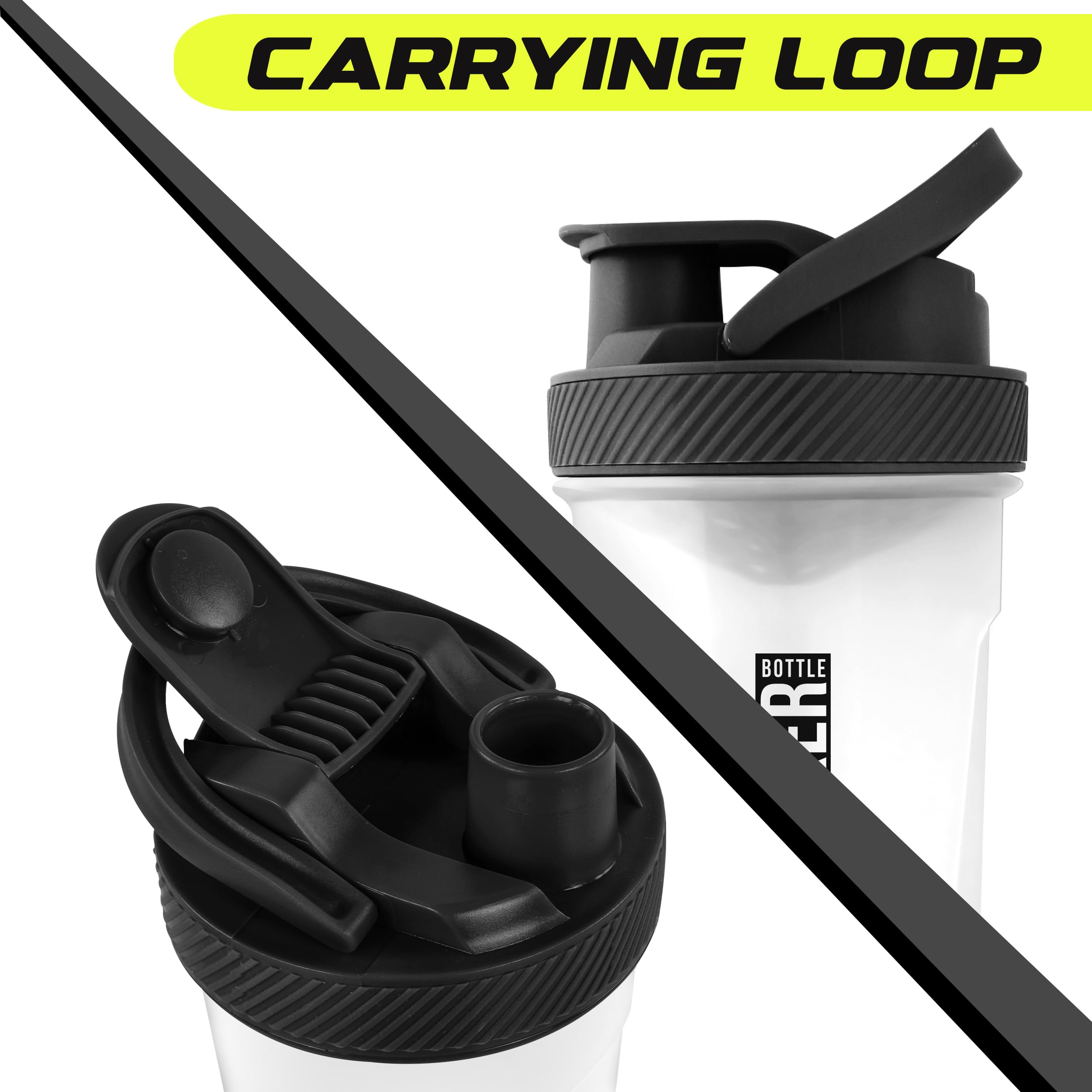Utopia Home 2-Pack Shaker Bottle - 24 Ounce Protein Shaker Bottle for Pre & Post workout drinks - Classic Protein Mixer Shaker Bottle with Twist and Lock Protein Box Storage(All Black & Clear/Black)