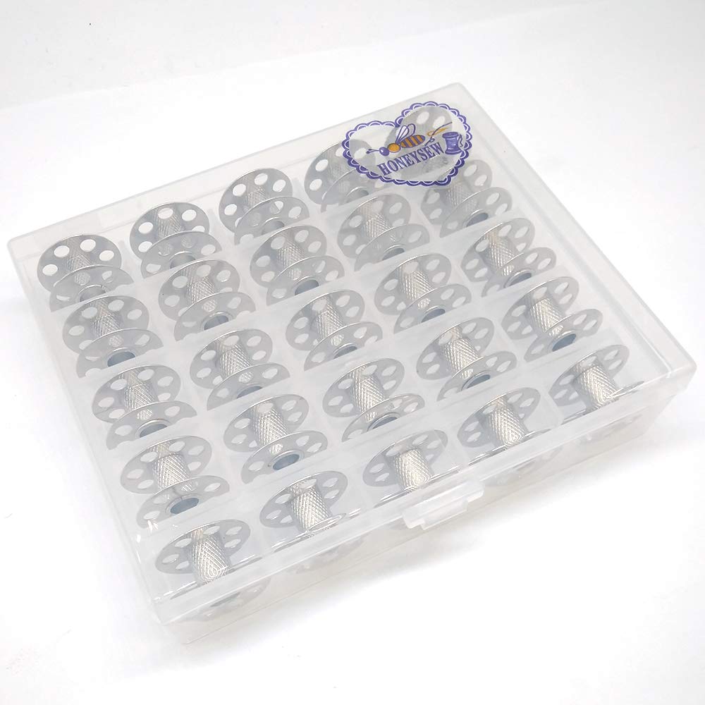 HONEYSEW 25PCS Metal BOBBINS with Clear Box # 0115367000-B Alt# 0015367200 for Bernina bobbins (25pcs with Clear Box)