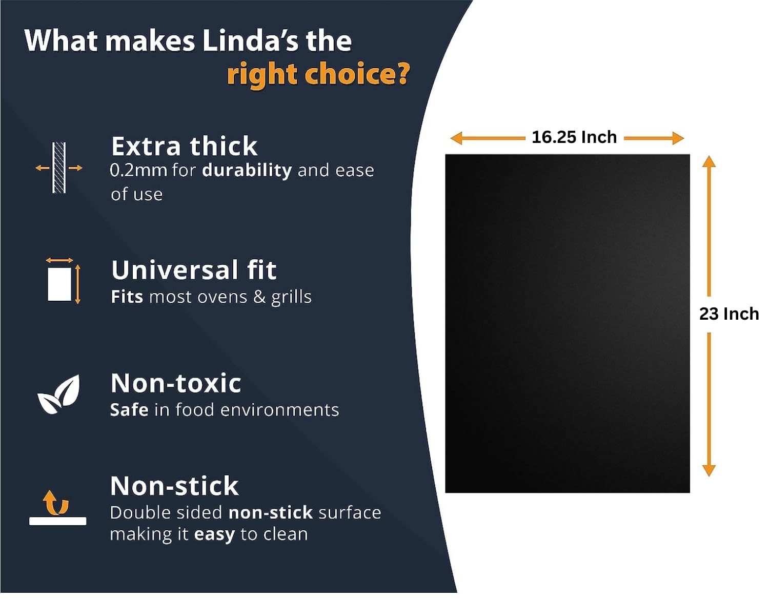 Oven Liners for Bottom of Oven - 3 Pack Large Heavy Duty Mats, 16.25”x23” Non-Stick Reusable Liner for Electric, Gas, Toaster Ovens, Grills - BPA & PFOA Free Kitchen Accessory to Keep Your Oven Clean