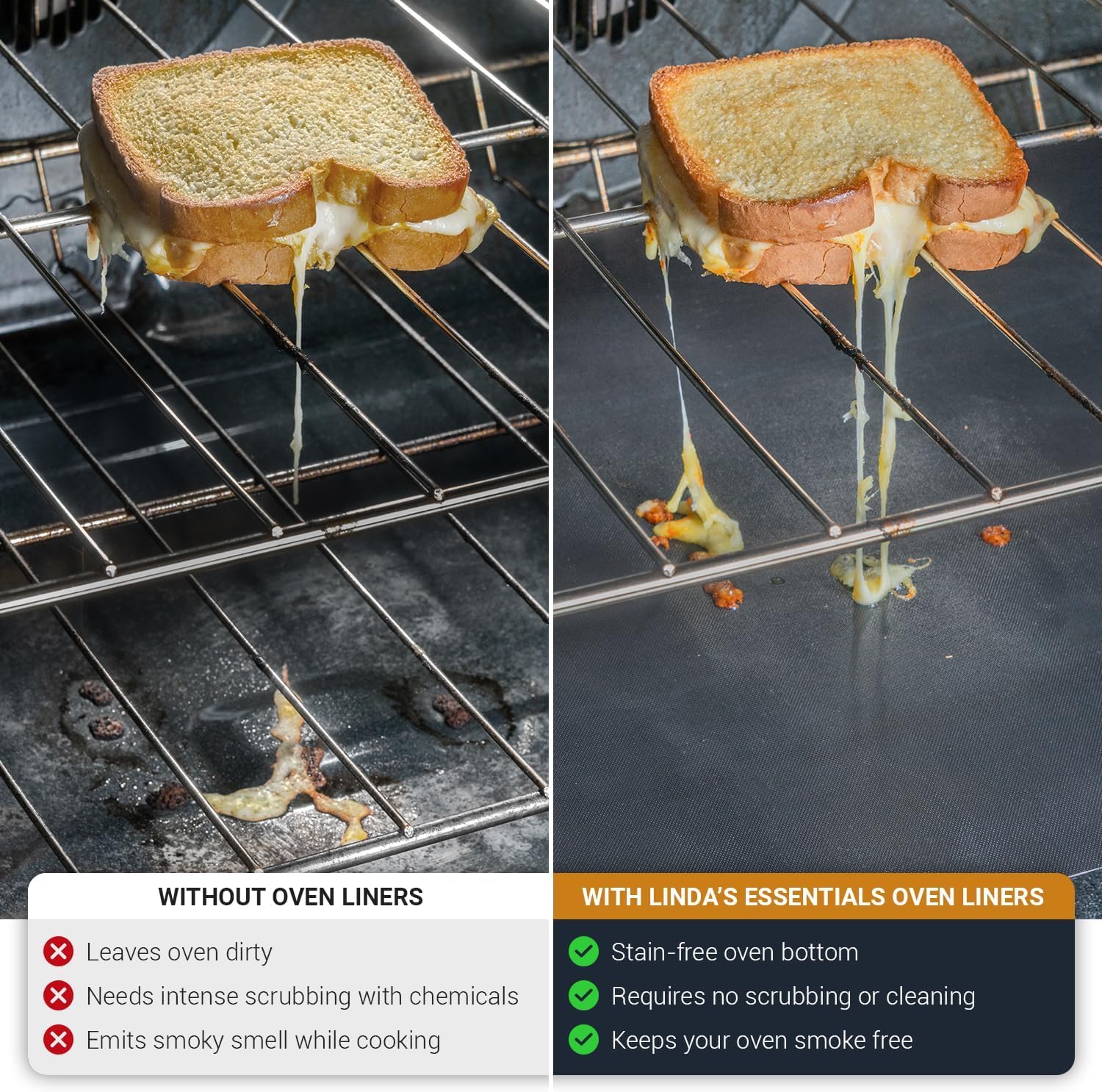 Oven Liners for Bottom of Oven - 3 Pack Large Heavy Duty Mats, 16.25”x23” Non-Stick Reusable Liner for Electric, Gas, Toaster Ovens, Grills - BPA & PFOA Free Kitchen Accessory to Keep Your Oven Clean