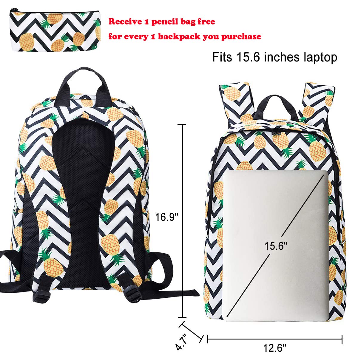 Pineapple Backpack Back Pack Bookbag School Bag for Girls Boys Kids Lightweight Oxford Backpacks for Elementary Middle School College Travel Rucksack Christmas Gifts