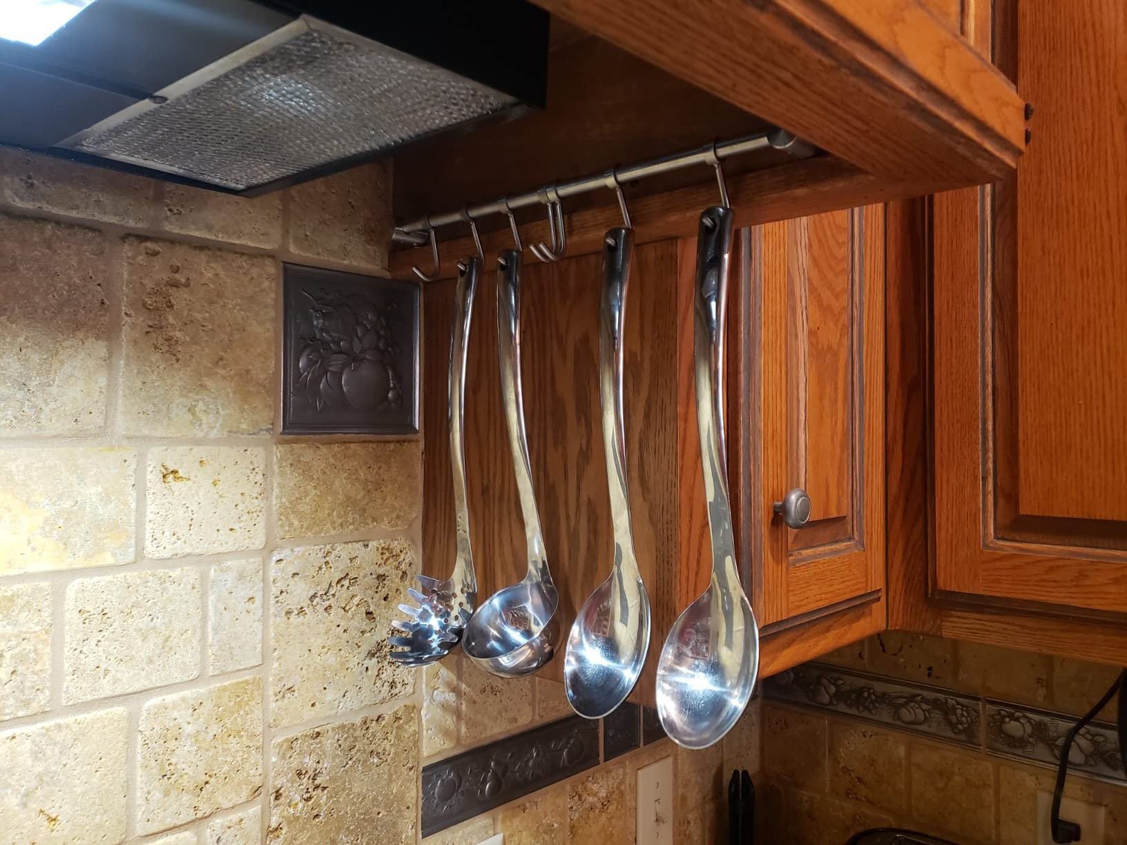 Kitchen Utensil Rack 2 Pack, Audmore 15.6 Inch Pots and Pans Hanging Rack Wall Mounted, 304 Stainless Steel Lid Cooking Utensil Hanger, 7 Sliding Hooks for Spatula Spoon, Measuring Cups, Coffee Mug