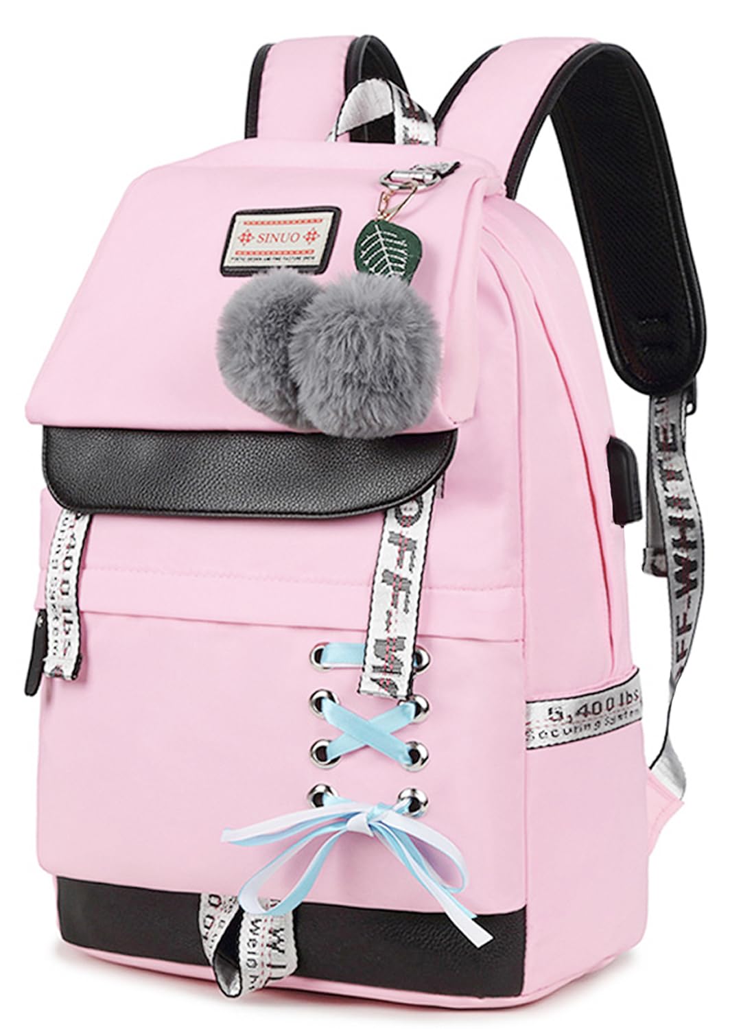 Lmeison Backpack for Girls Kids Schoolbag Children Bookbag Women Casual Daypack Teenage Girls' Backpack Middle School Students Bookbag Outdoor Daypack with USB Charge Port, Pink