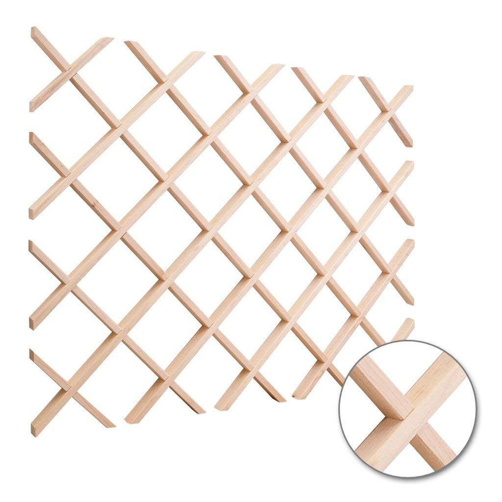 Hardware Resources Wine Storage Lattice Rack - Rustic Wooden Bottle Holder Panel Inserts for Cabinets - Made of Untreated Alder Wood - Beveled Edges, Easy to Assemble, Customizable Capacity - 36x48”