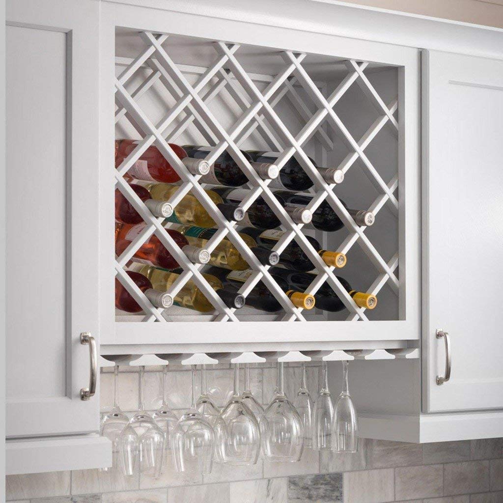 Hardware Resources Wine Storage Lattice Rack - Rustic Wooden Bottle Holder Panel Inserts for Cabinets - Made of Untreated Alder Wood - Beveled Edges, Easy to Assemble, Customizable Capacity - 36x48”