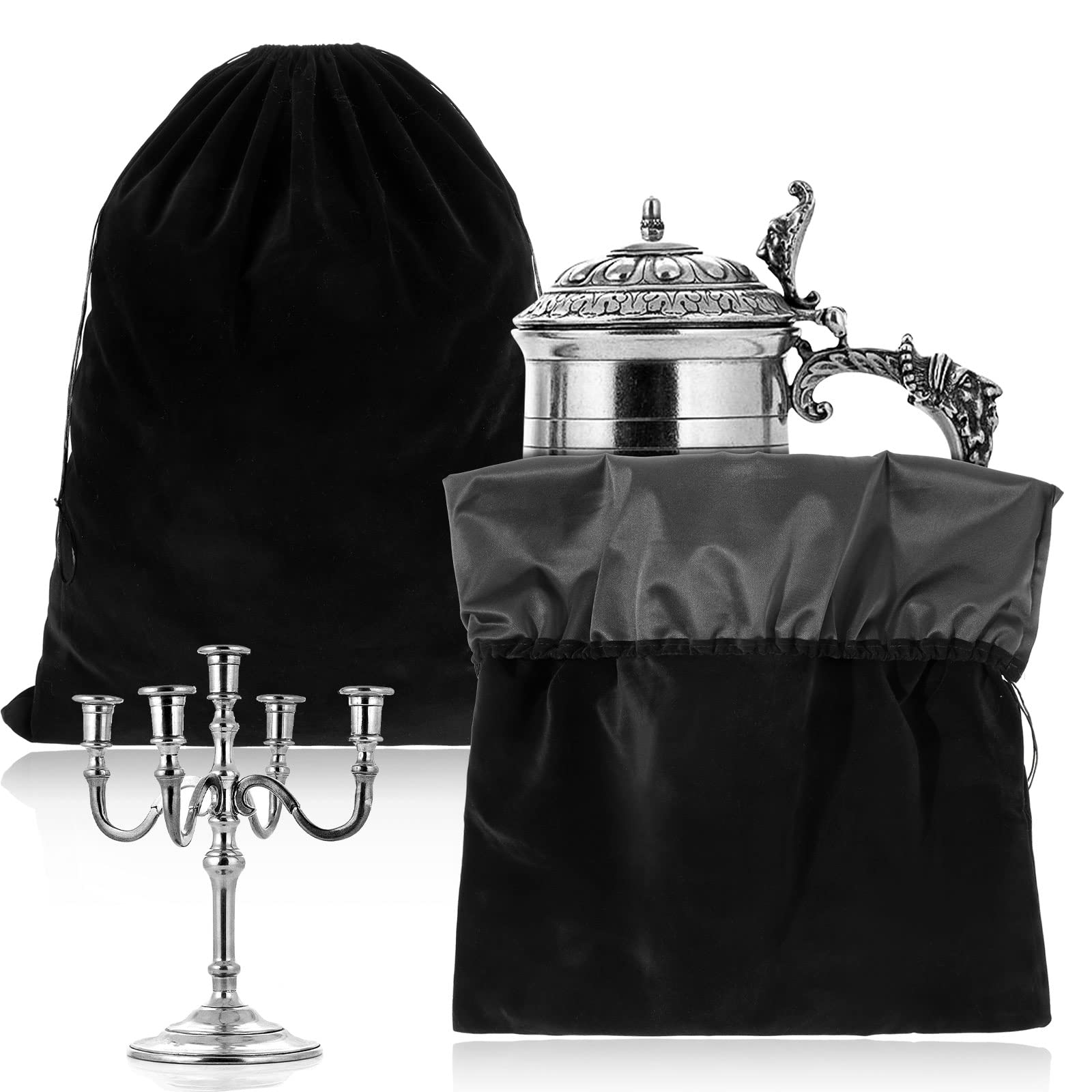 LEIFIDE 2 Pcs 30" x 24" Large Size Silver Storage Bags Anti Tarnish Cloth Bags Black Jewelry Bag Drawstring Pouch Cloth Gift Bags for Gift Watch Silverware Flatware Bracelet