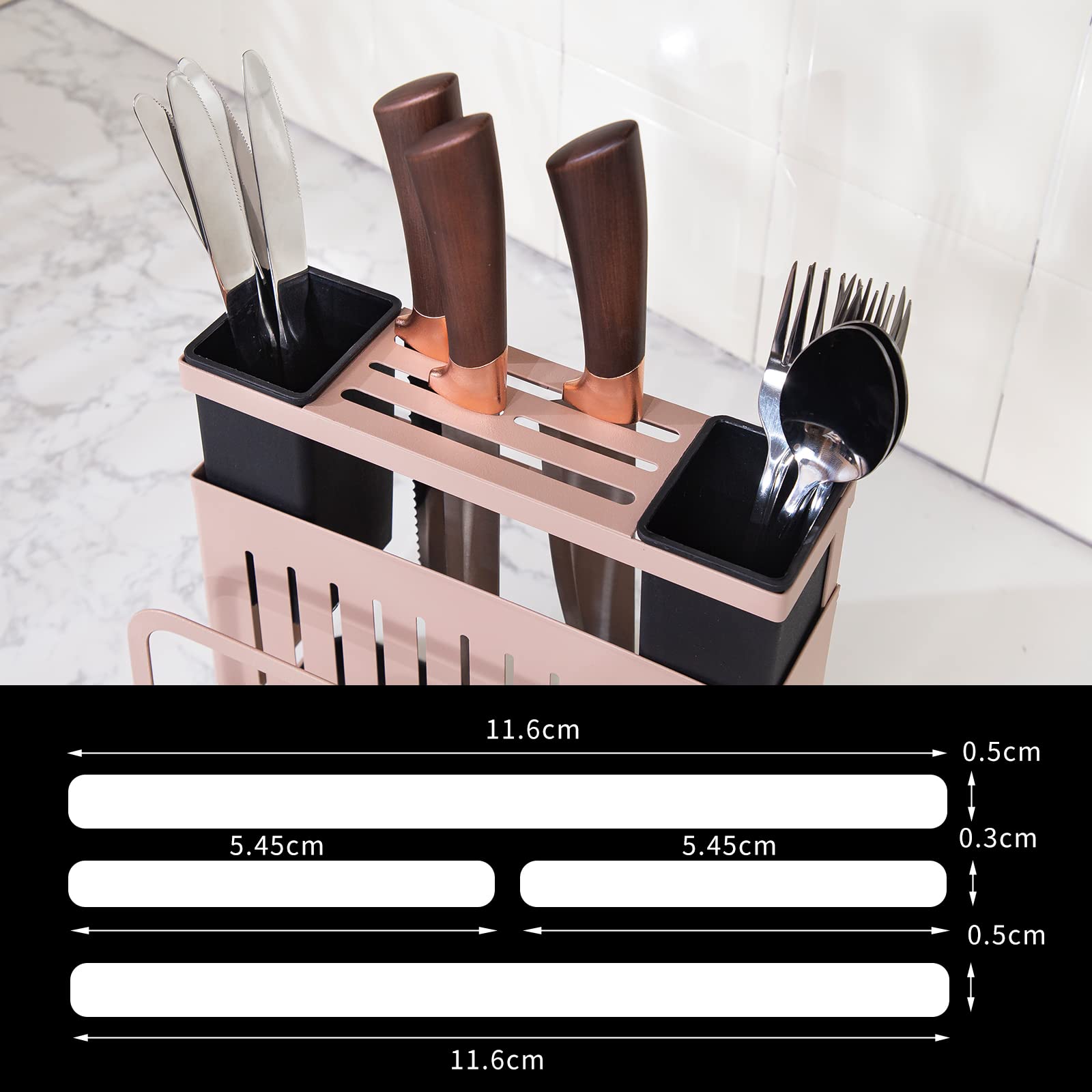 5 in 1 Knife Holder, Toooi Multifunctional Wall Mount Knife Blocks, Cutting Board Pot Lid Holder Countertop Organizer, Kitchen Storage Accessories, Tableware Flatware Caddy Utensil Holder, Pink