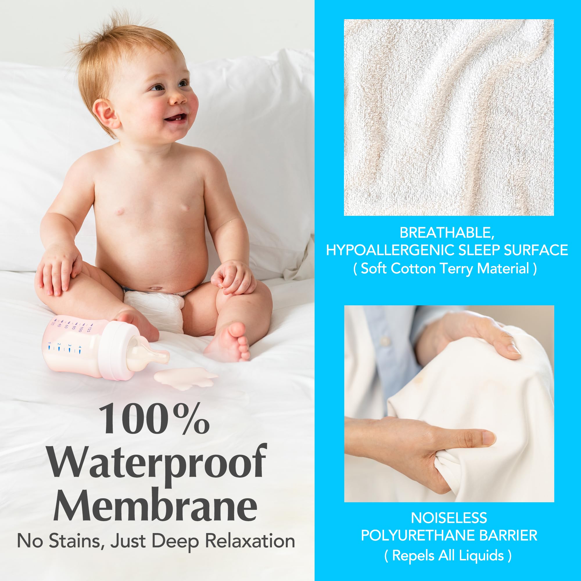 Twin Mattress Protector - Waterproof, Breathable, Blocks Allergens, Smooth Soft Cotton Terry Cover. The Premium Mattress Protector Will Surely Increase The Life of Your Mattress. (Twin)
