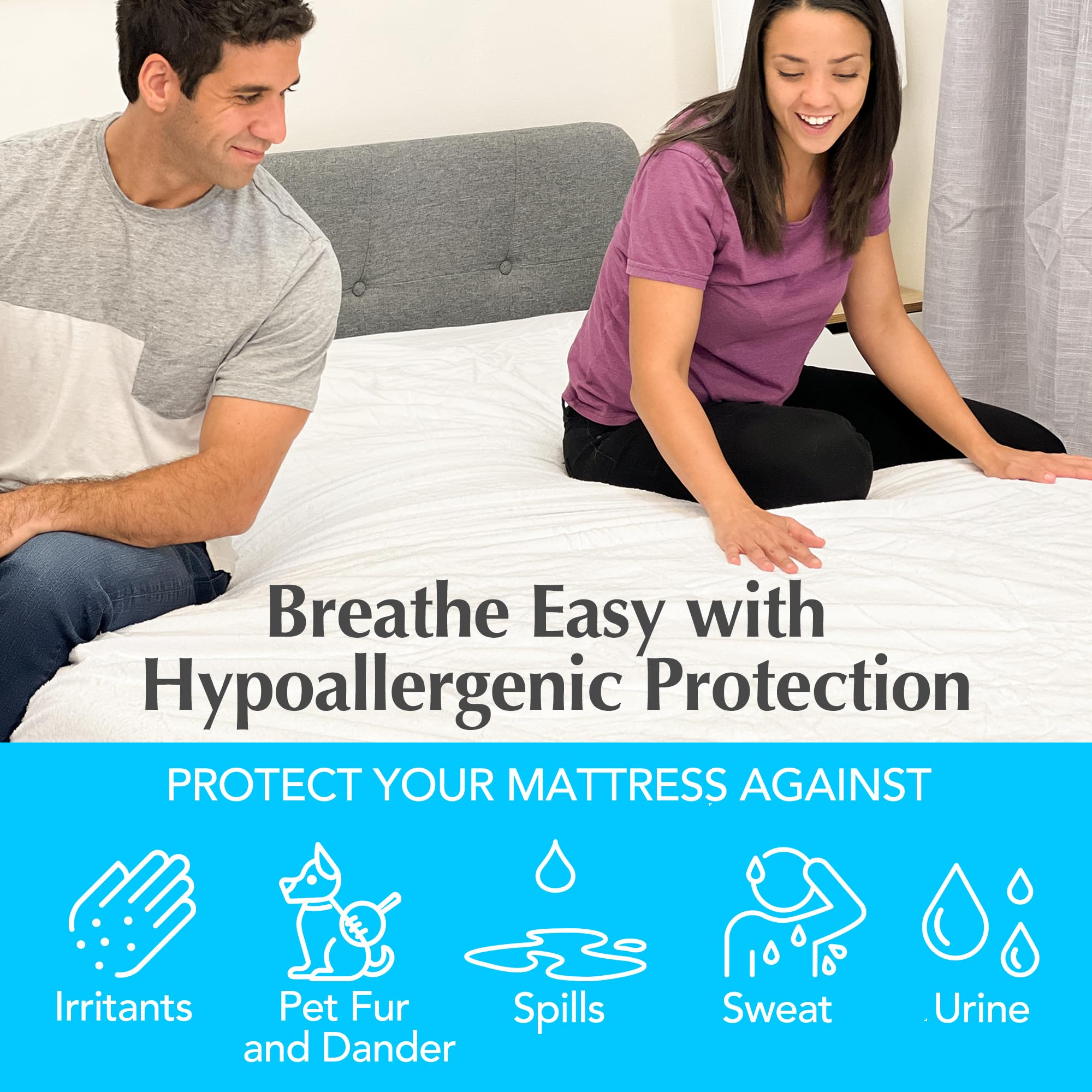 Twin Mattress Protector - Waterproof, Breathable, Blocks Allergens, Smooth Soft Cotton Terry Cover. The Premium Mattress Protector Will Surely Increase The Life of Your Mattress. (Twin)