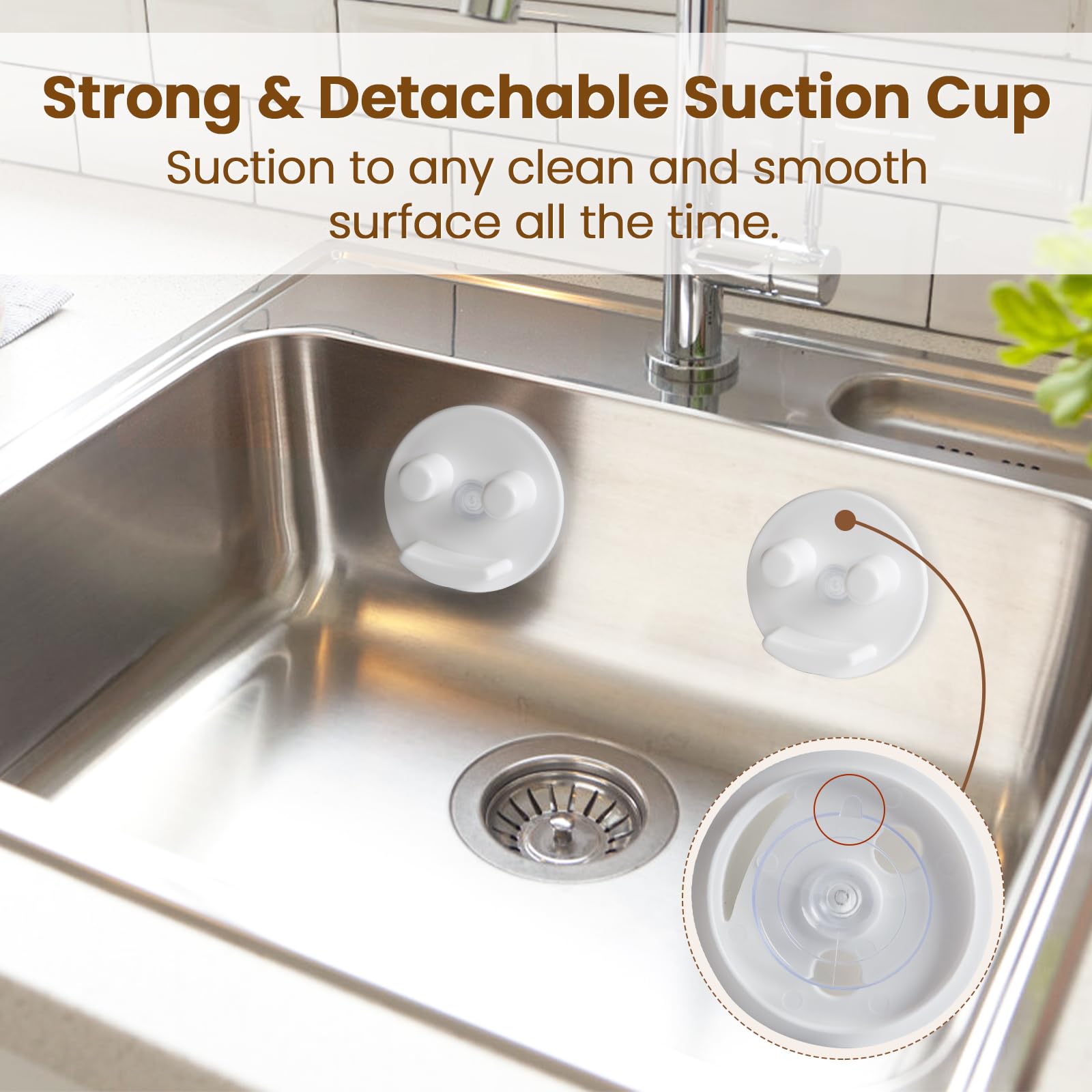 Sponge Holder, Sink Caddy w/ Suction Cup Installation, Sponge Organizer for Kitchen/ Bathroom Sink, Self Draining, Dishwasher Safe for Holding Smiley Sponges(Sponges Not Included), White(1-Pack)