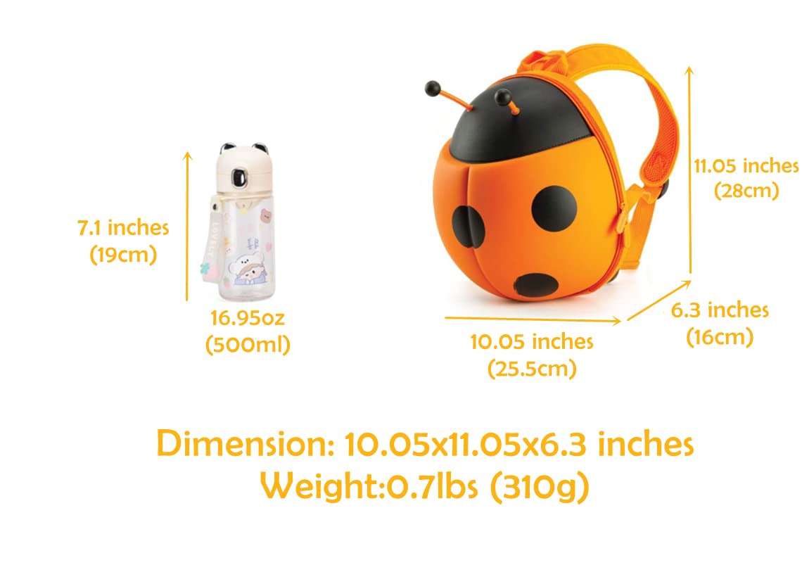 Kids happy Backpack for Unisex Toddler,Ladybug,Child Backpack for Girl and Boy Kindergarten(Orange)