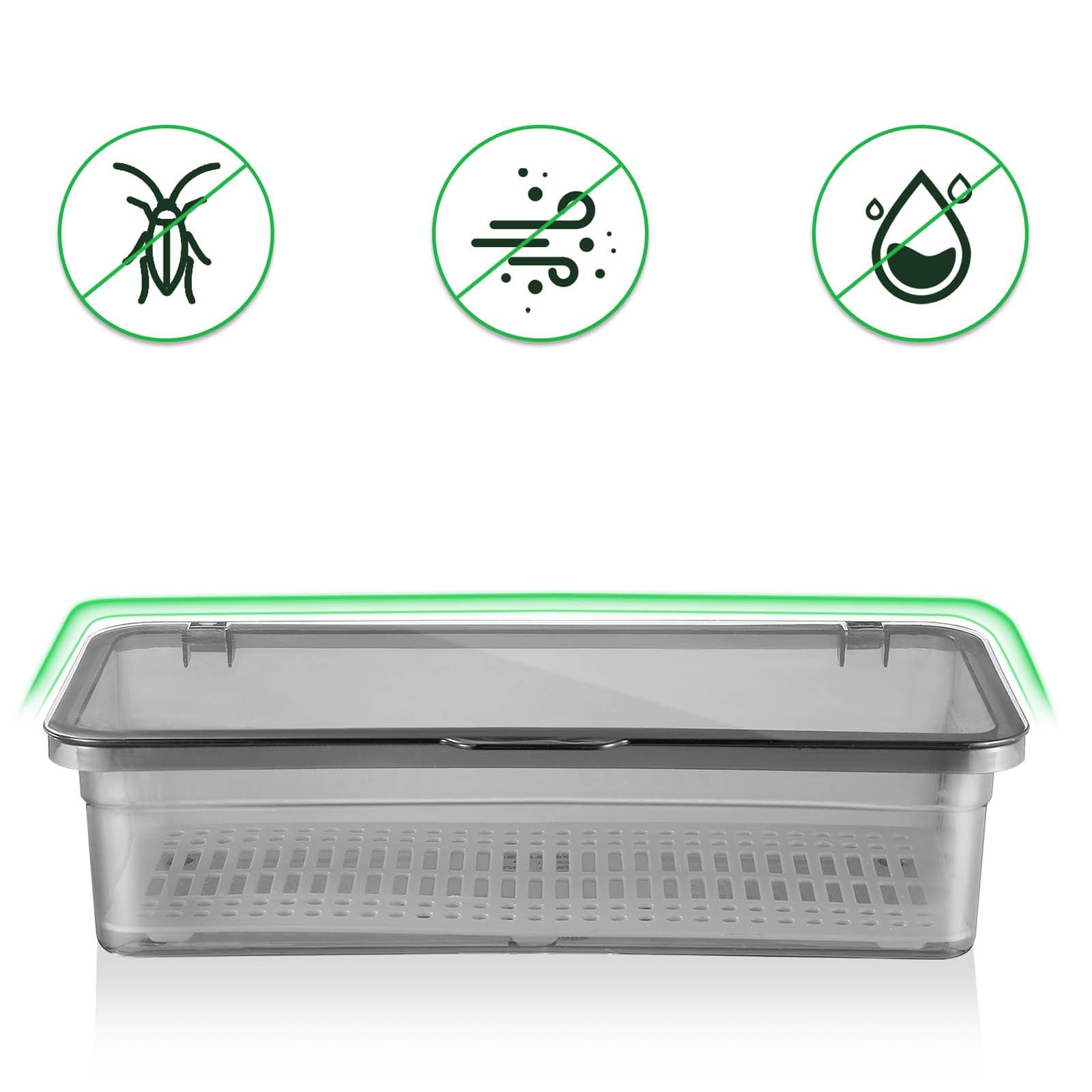 TOPBATHY Cutlery Tray with Lid Kitchen Flatware silverware holder Utensil Organizer Drawer Countertop Storage Container ( Grey)