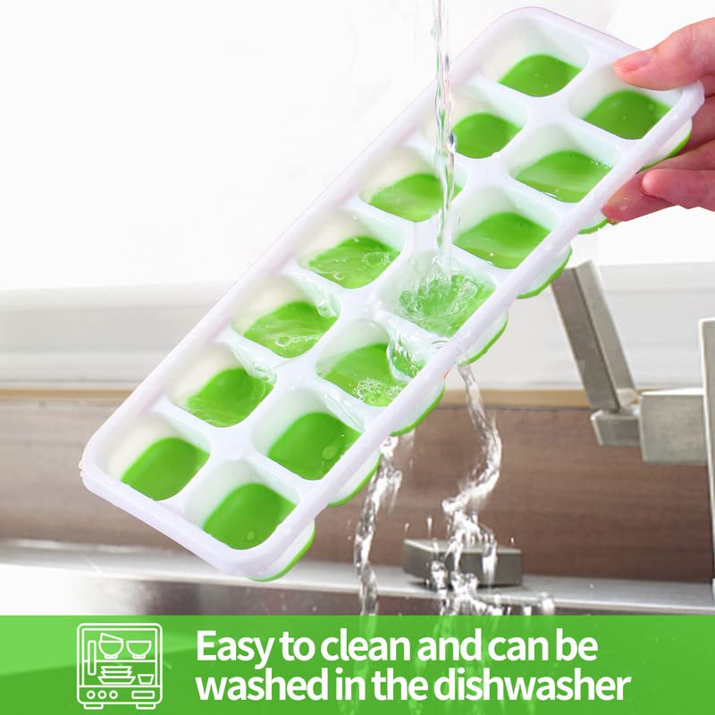Ice Cube Trays, VEHHE 3 Pack Reusable Silicone 14-Ice Cube Molds with Spill-Resistant Removable Lid, Flexible and Odorless, for Whiskey and Cocktails…