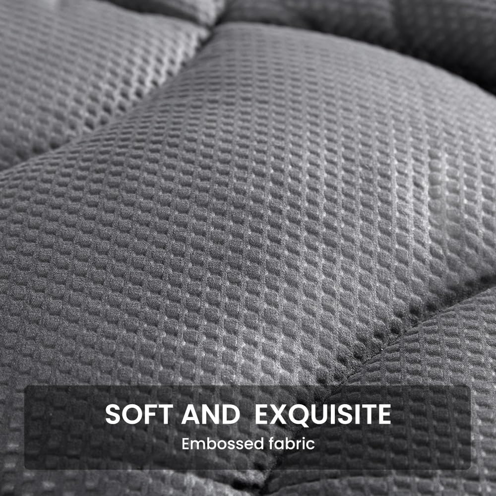 SLEEP ZONE King Size Cooling Mattress Pad, Premium Zoned Quilted Fitted Mattress Topper, Elastic Mattress Protector Cover, Machine Wash Durable, Deep Pocket 8-21 inch (Grey, King)