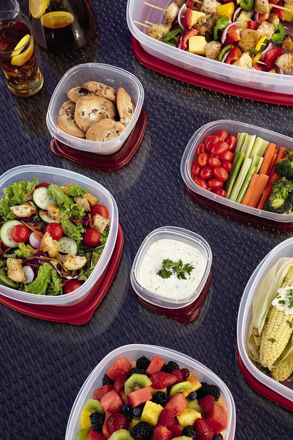 Rubbermaid Easy Find Lids Food Storage Containers, Racer Red, 42 Piece Set