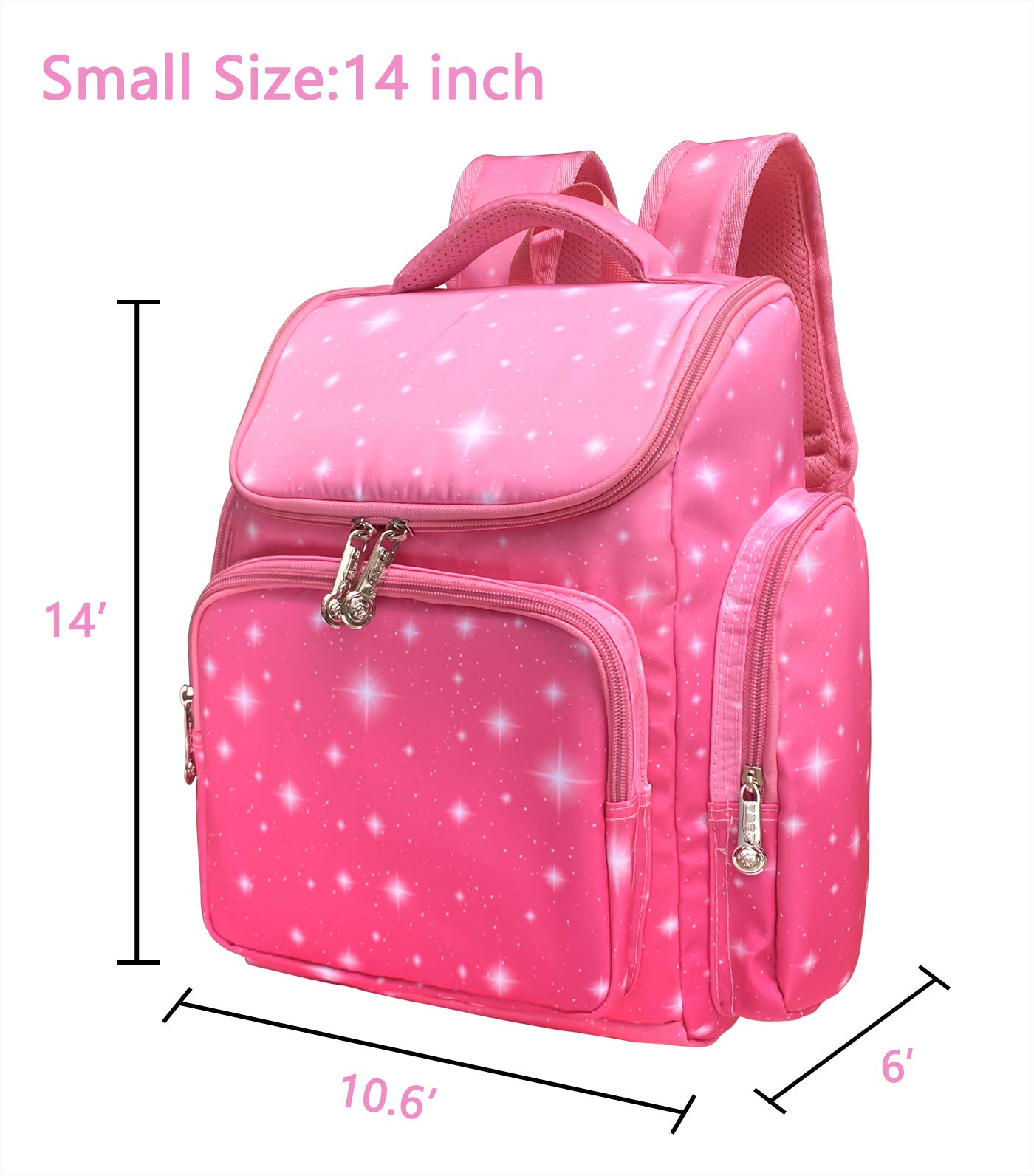 Qiuhome Cute School Backpack for Girls with Chest Strap (14inch, Rose Red)