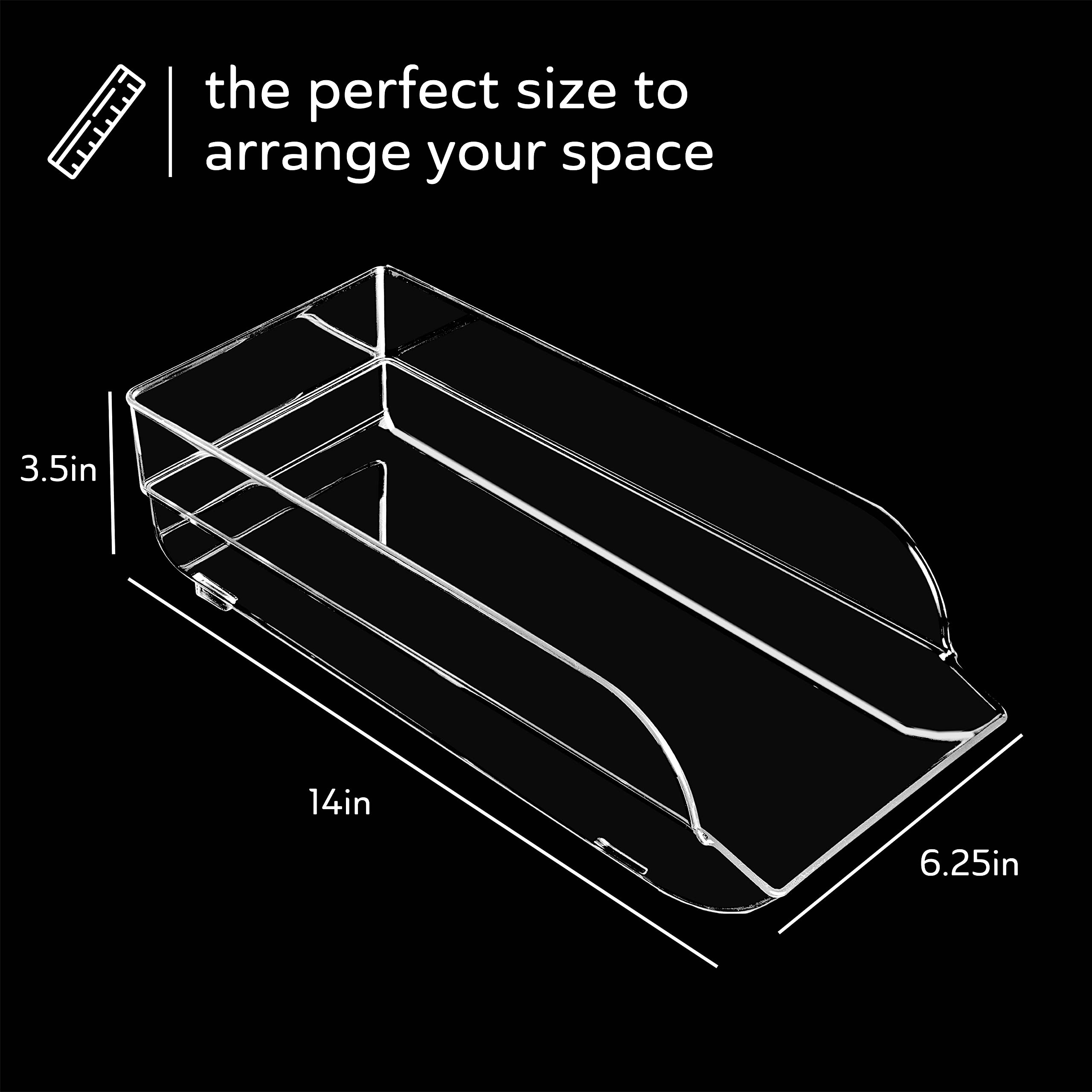 Soda Can Organizer for Refrigerator | Pop Can Dispenser Drink Organizer for Fridge | Canned Food Organizer for Pantry | Clear Acrylic Bins [4 Pack]