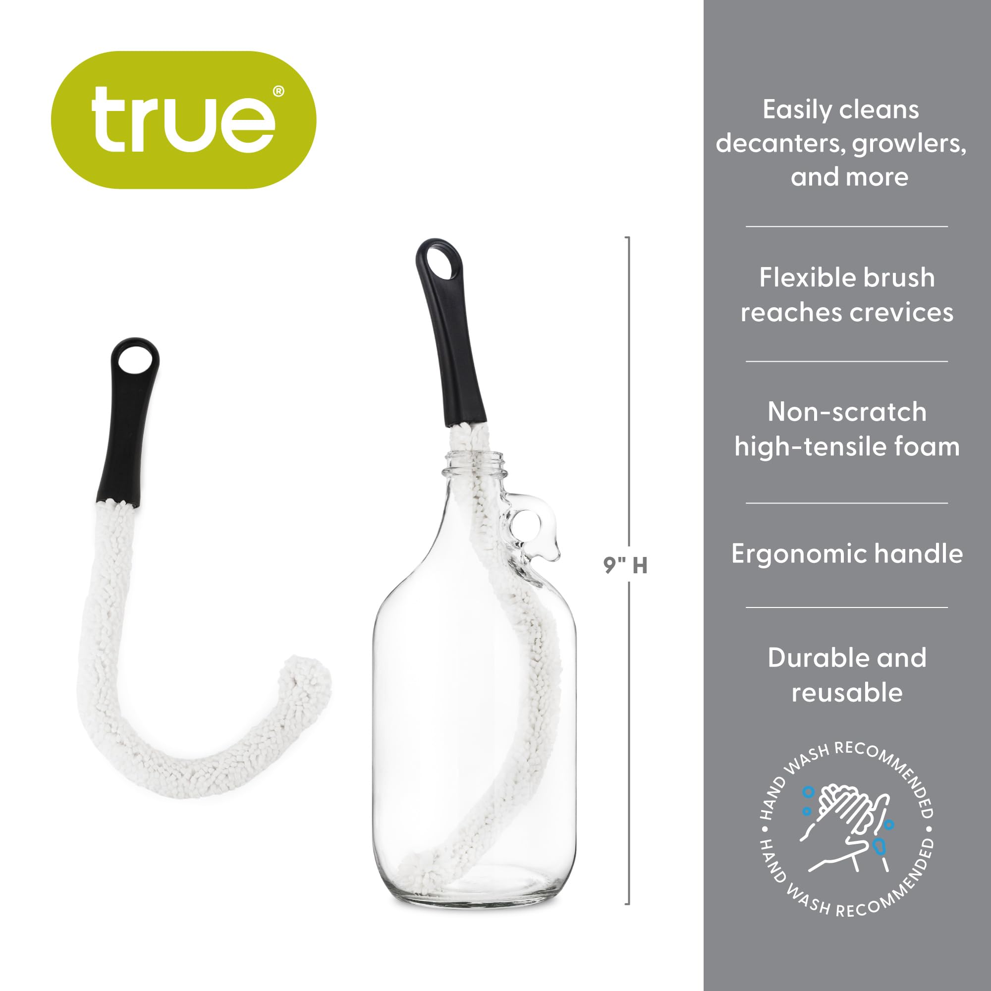 True Wine Decanter Drying Stand and Holder Essential Accessory Glassware Rack for a Spot-Free Finish, Rubber Coating Protects Glass, Chrome Plated Iron, Silver