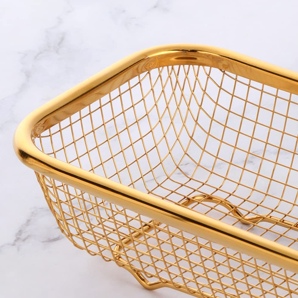 Kitchen Drawer Organizer, BYEGOU Stainless Steel Storage Container Metal Cabinet Storage Basket for Holding Silverware Kitchen Utensil, Pack of 2