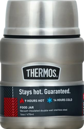 THERMOS Stainless King Vacuum-Insulated Food Jar with Spoon, 16 Ounce, Matte Steel