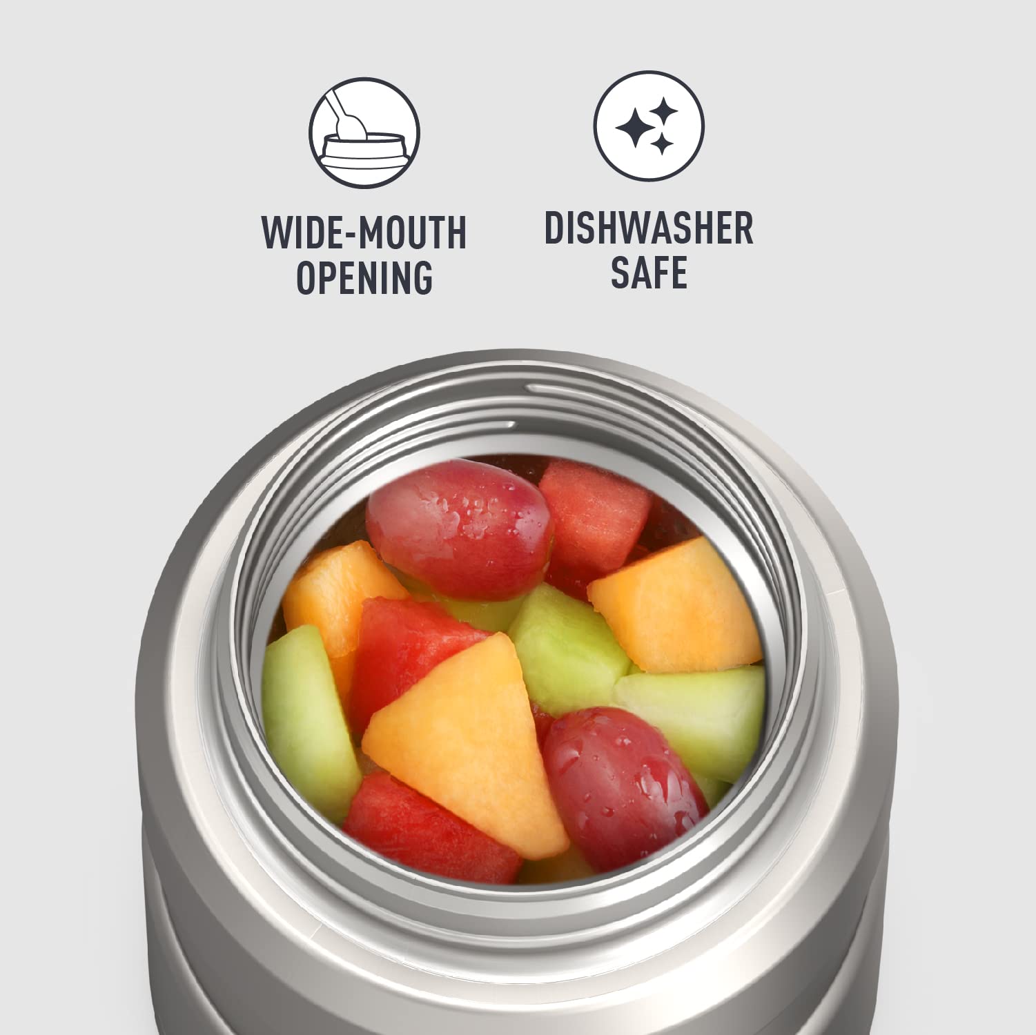THERMOS Stainless King Vacuum-Insulated Food Jar with Spoon, 16 Ounce, Matte Steel
